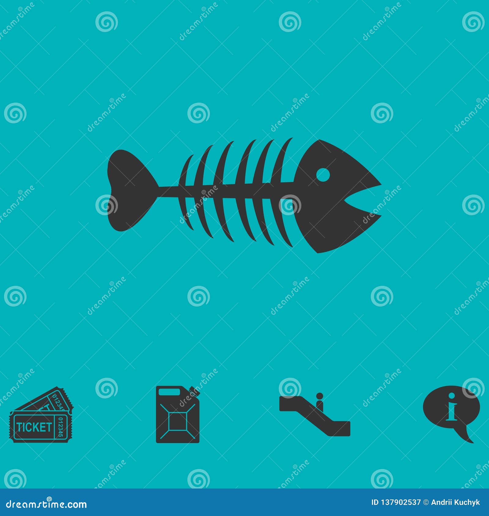Fishbone icon flat stock vector. Illustration of dead - 137902537