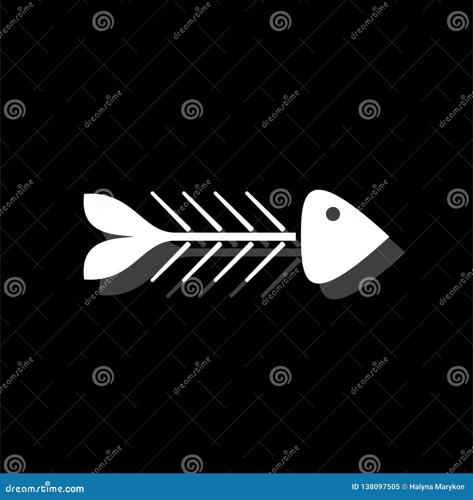Fishbone icon flat stock illustration. Illustration of food - 138097505
