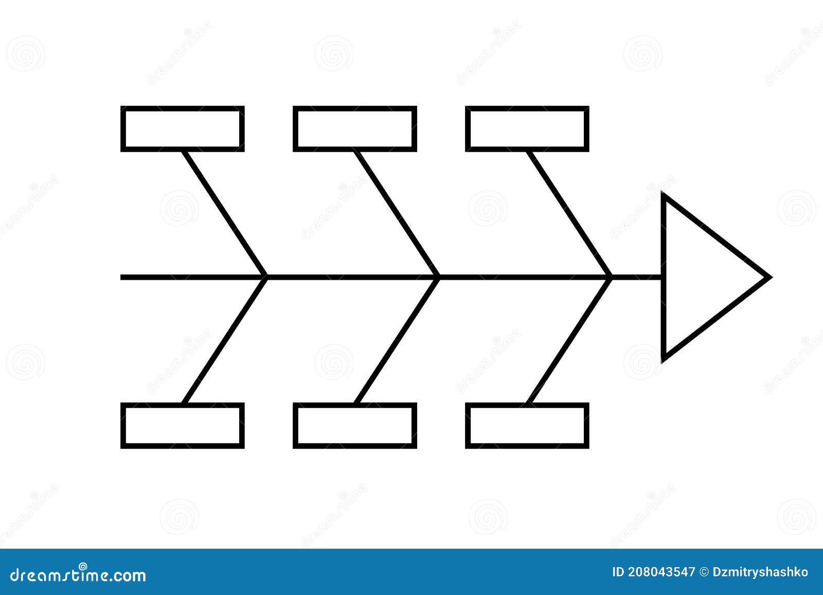 Fishbone Line Diagram Template. Stock Vector - Illustration of info ...