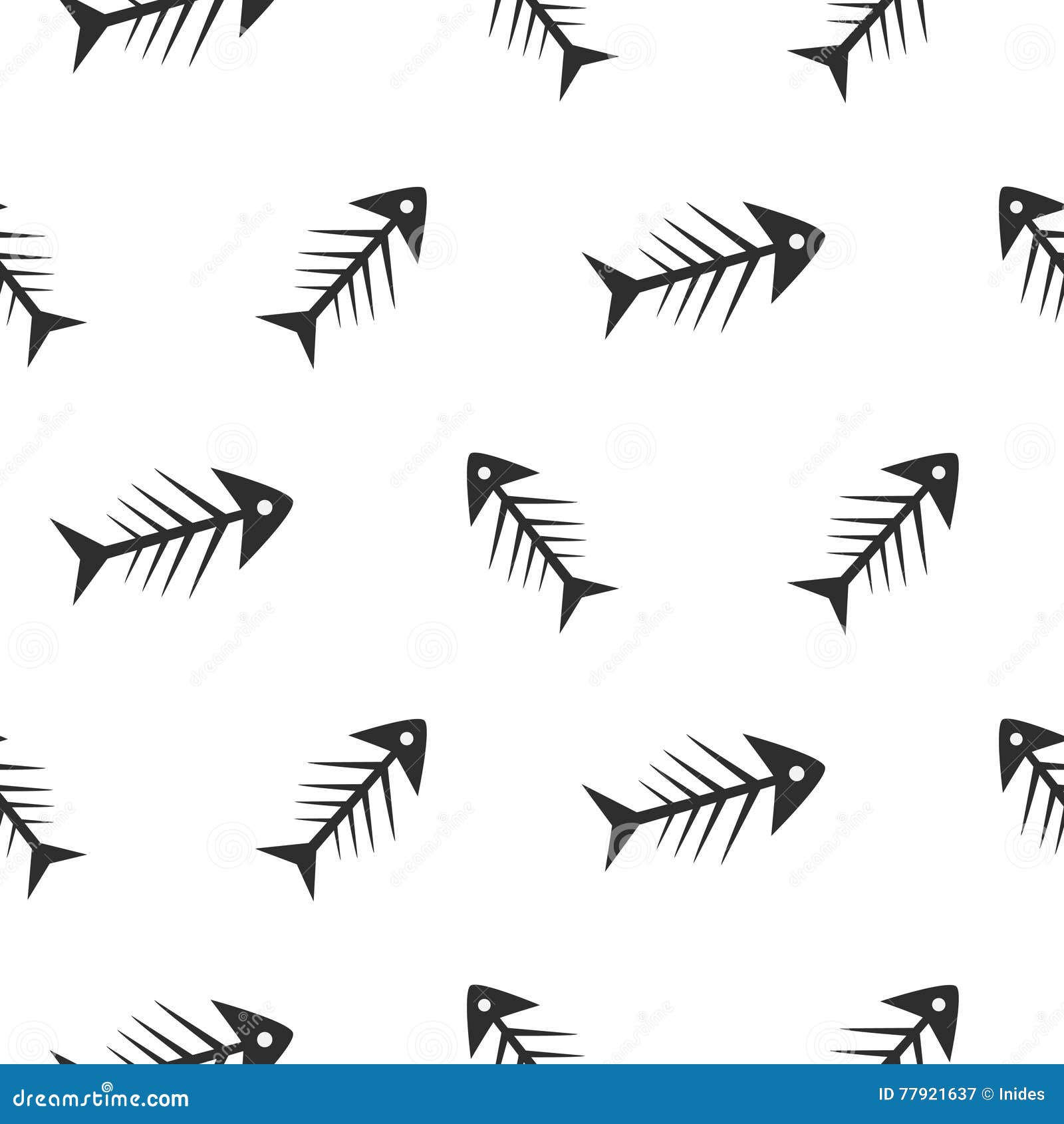 Fishbone Monochrome Seamless Vector Pattern. Stock Vector ...