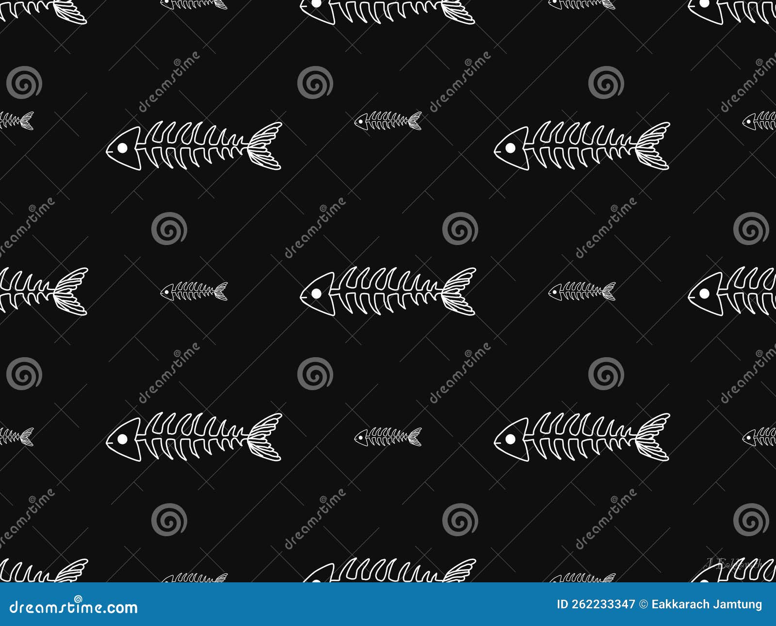 Fishbone Seamless Pattern on Black Background Stock Illustration ...