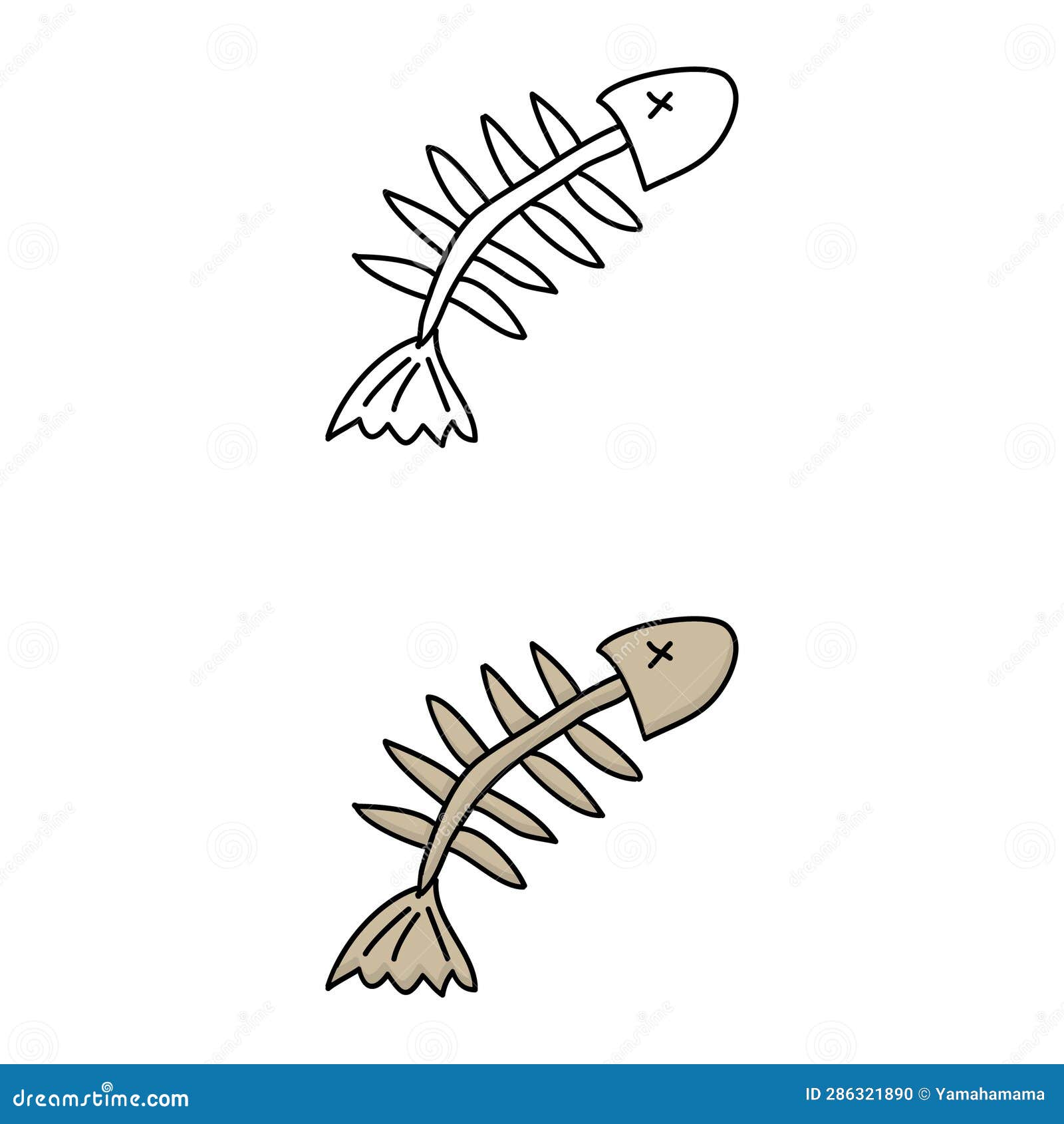 Fishbone 3 stock vector. Illustration of skeleton, icon - 286321890