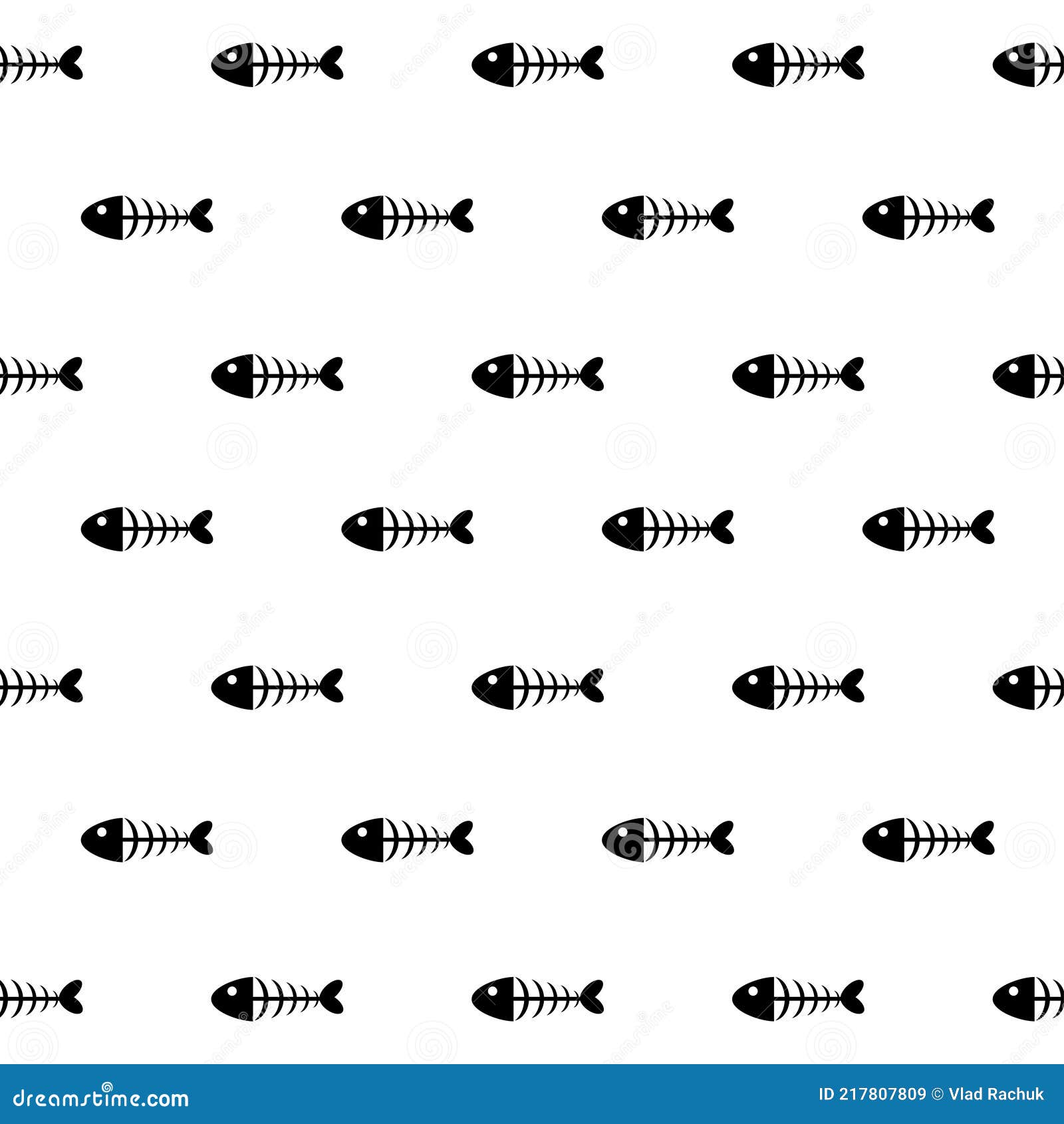 Fishbones Seamless Pattern In Flat Style On White Background. Fish ...