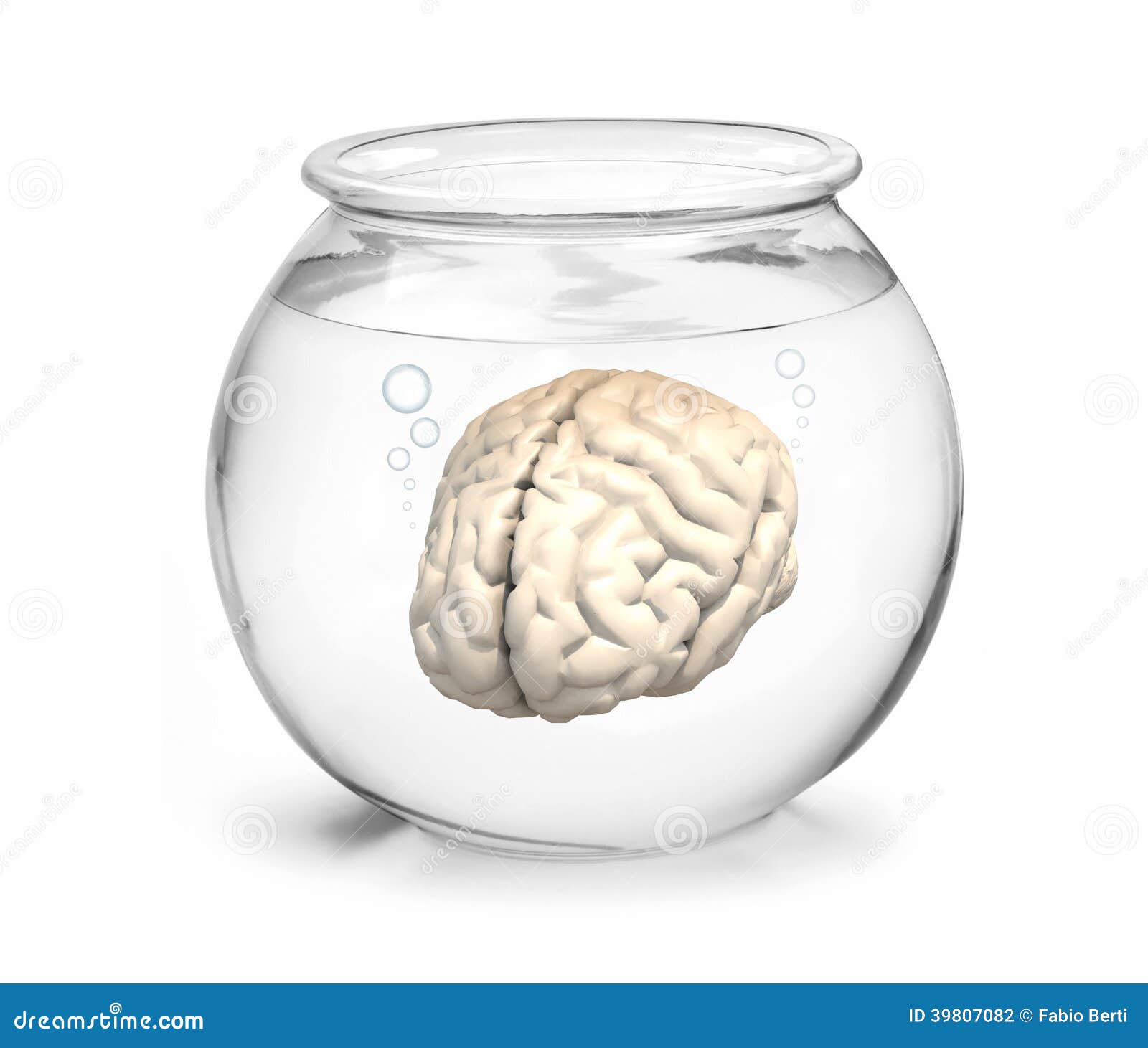 Fishbowl with brain inside stock illustration. Illustration of manager ...