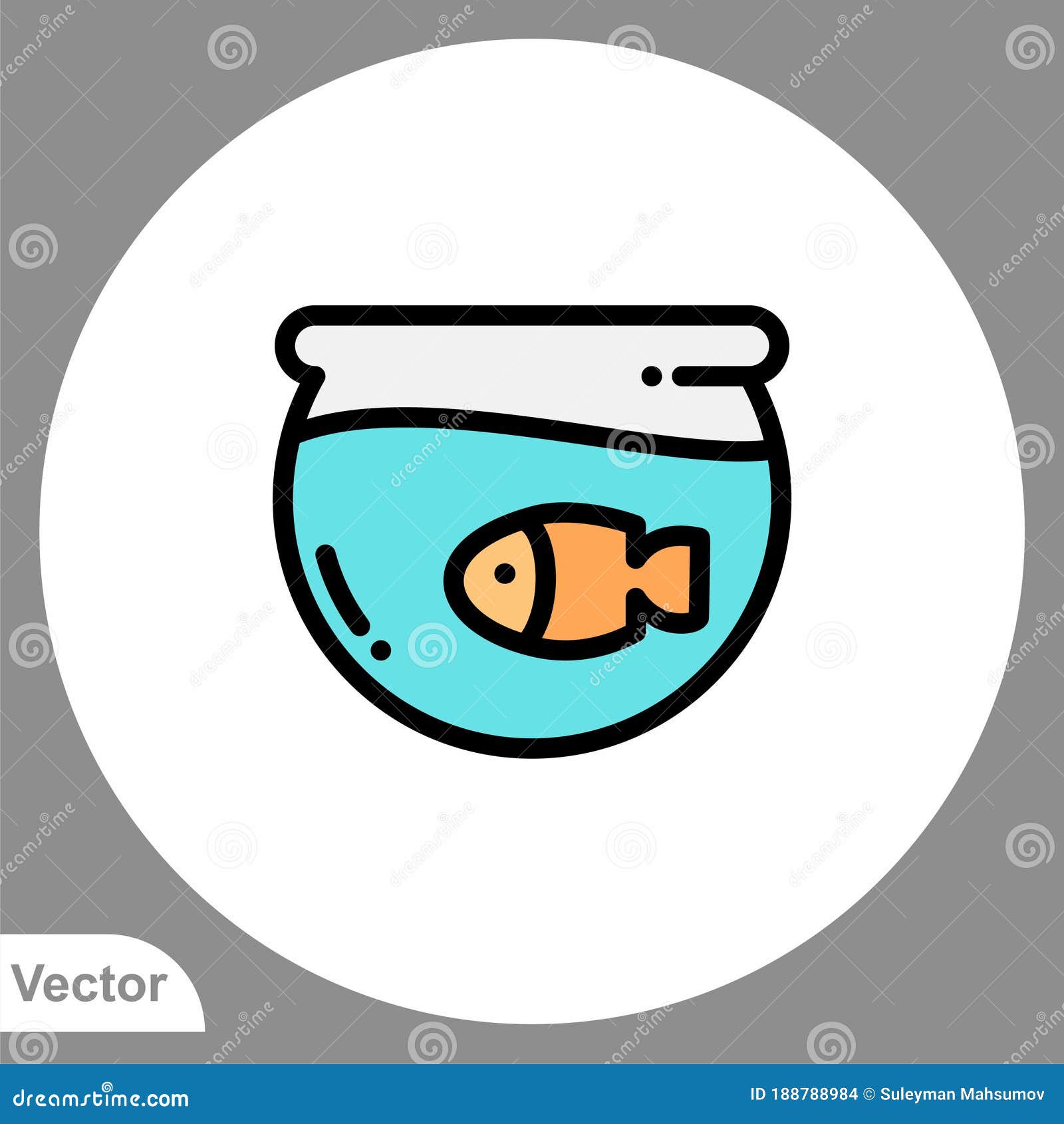 Fishbowl Vector Icon Sign Symbol Stock Vector - Illustration of cute ...