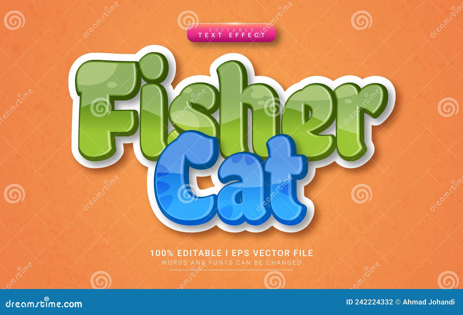 Fisher Cat 3d Text Style Effect Template Stock Vector - Illustration of ...
