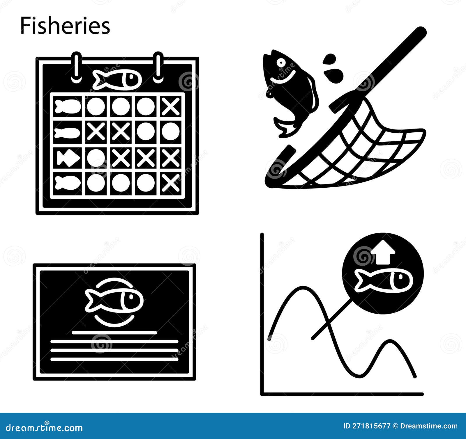 Fisheries Management Icon Set Stock Illustration - Illustration of ...
