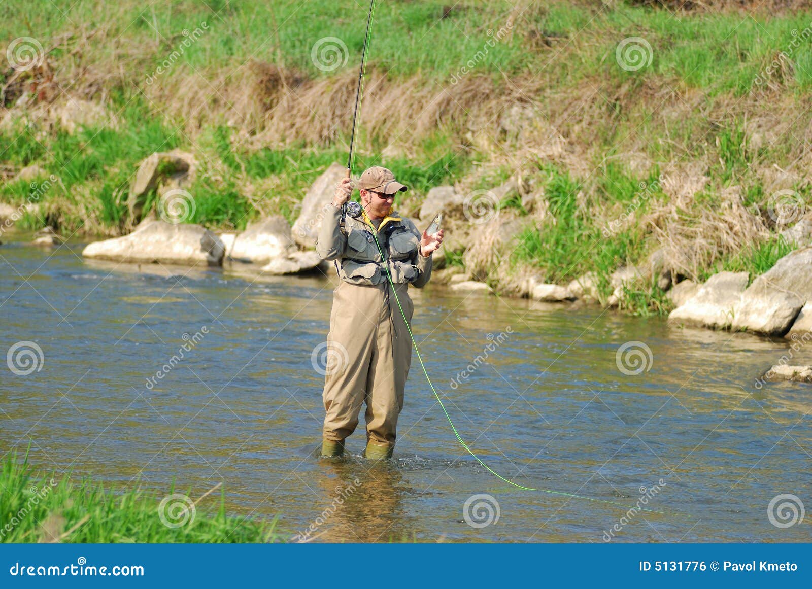 Fisherman stock photo. Image of fisherman, stream, catch - 5131776
