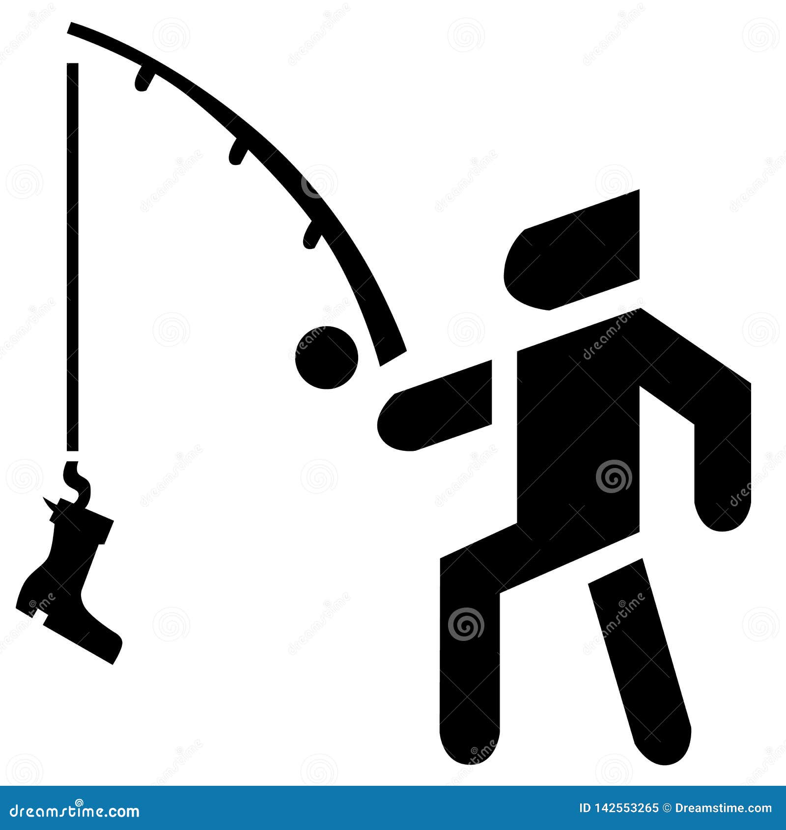 Fisherman Activity Background. Boot Caught in Vector Icon Stock Vector ...