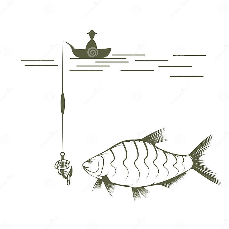 Fisherman on Boat and Bream Design Template Stock Vector - Illustration ...