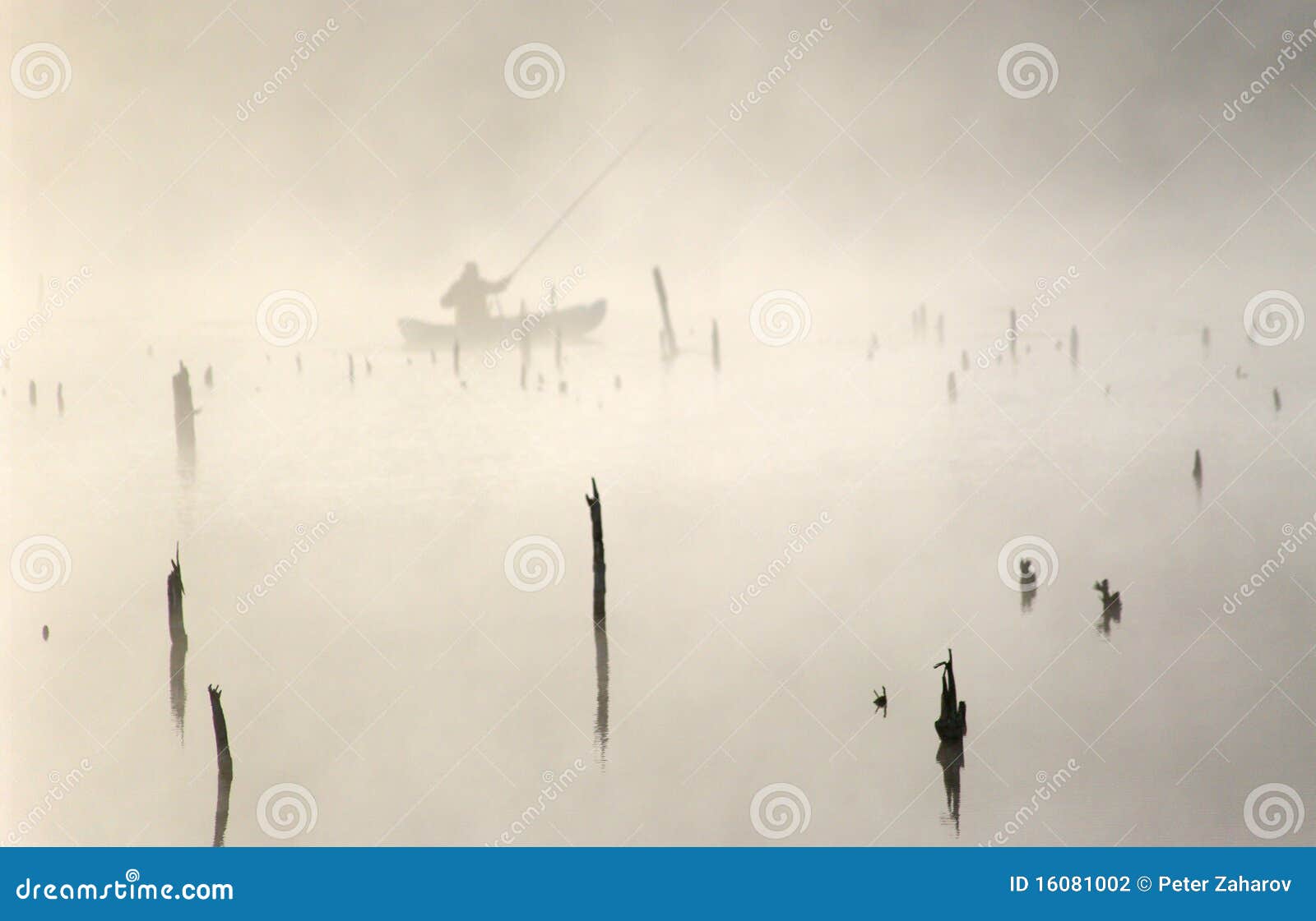 A Fisherman in a Boat. Early Morning. Stock Photo - Image of outdoors ...