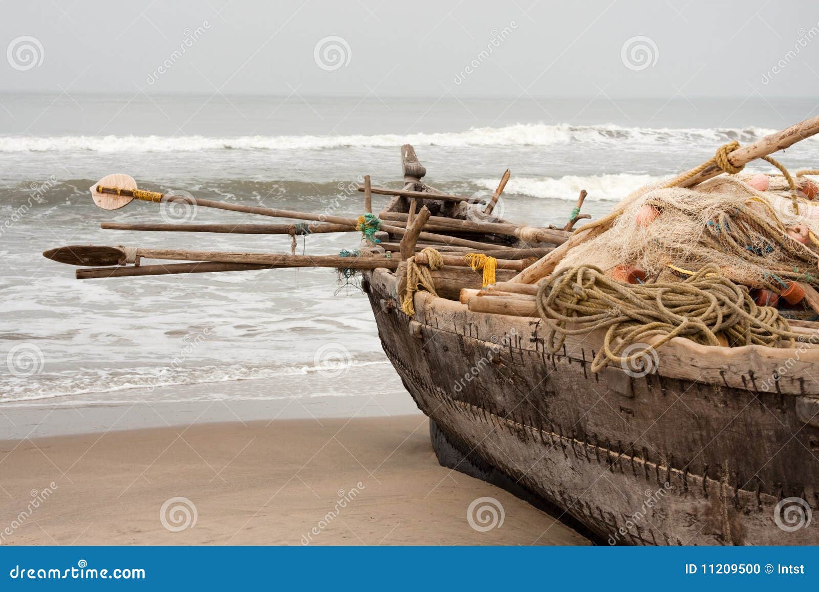 Fisherman Boat Full with Gear at the Beach Stock Photo - Image of sand ...
