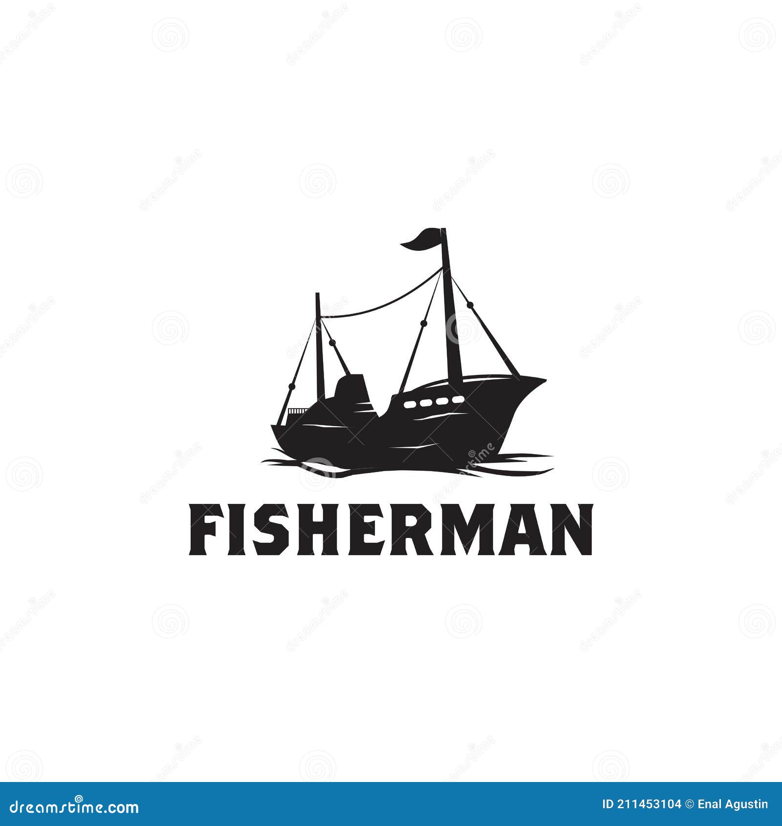 Fisherman Boat Icon Logo Design Template Stock Vector - Illustration of ...