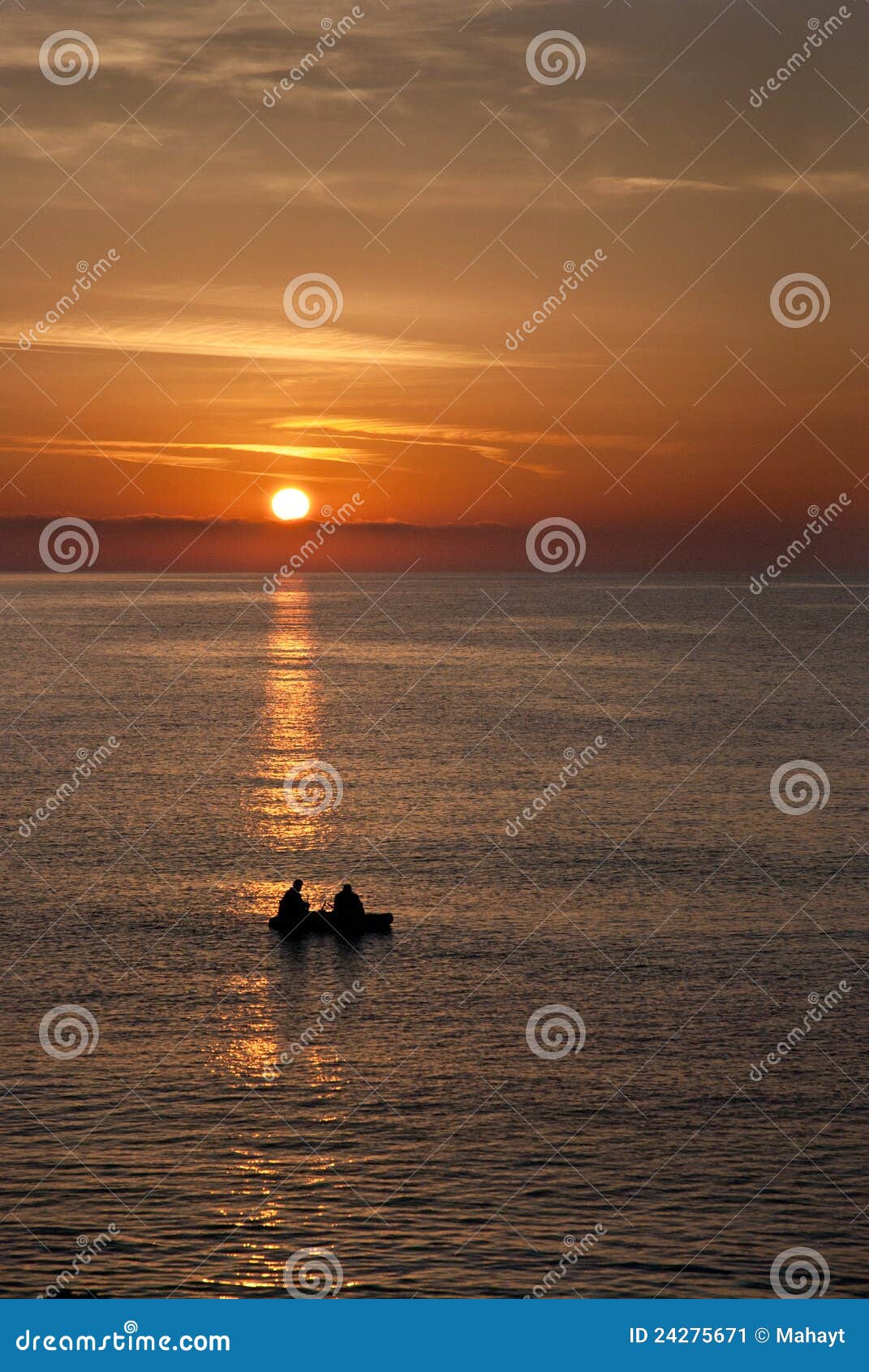 Fisherman boat at sunrise stock image. Image of boat - 24275671