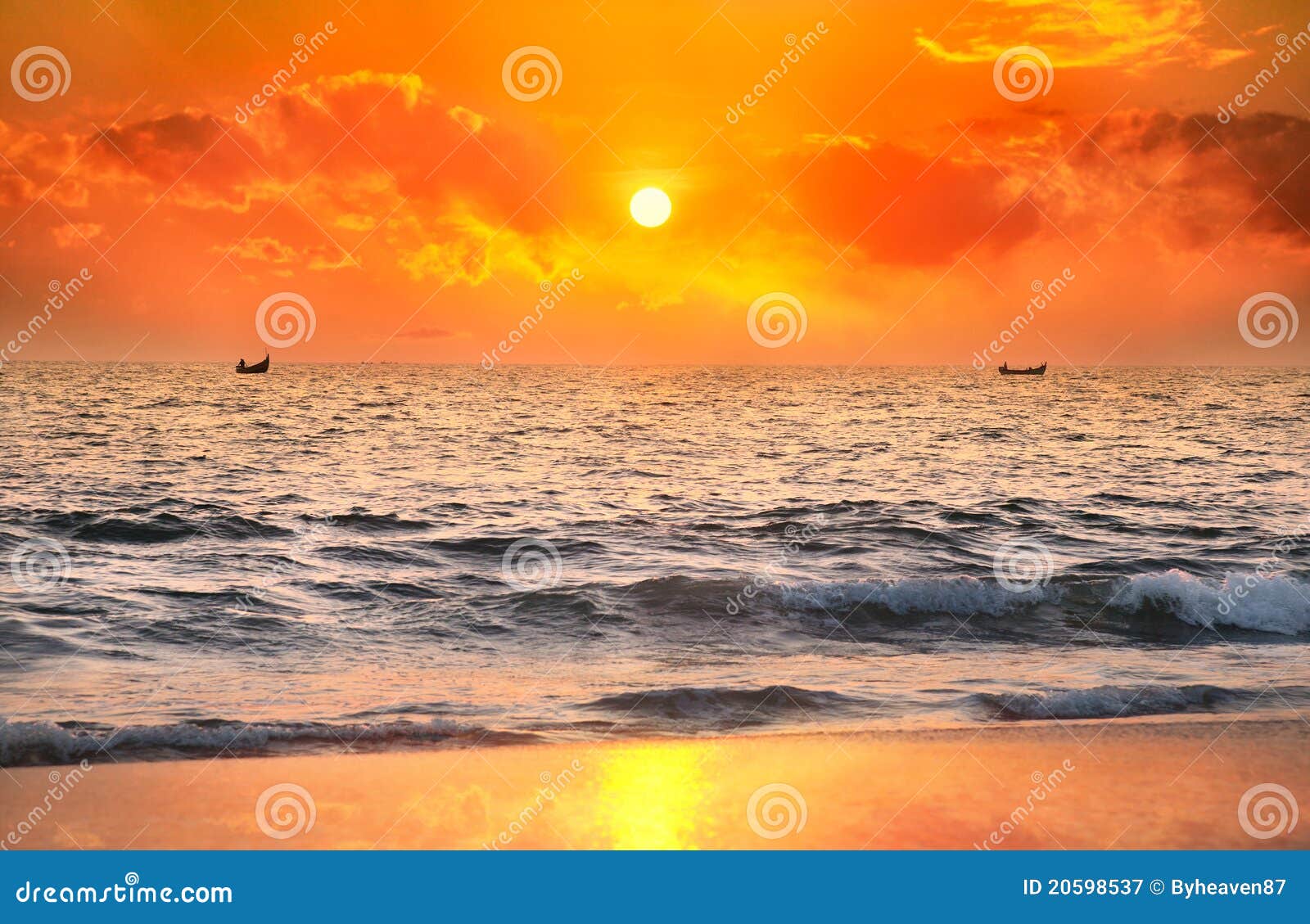 Fisherman Boats Catching Fish at Sunset Stock Image - Image of ocean ...
