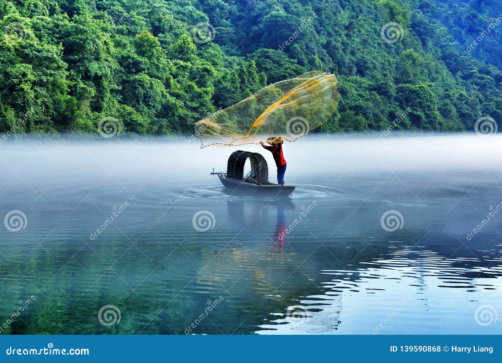 The Fisherman Casting a Net Editorial Stock Photo - Image of cast ...