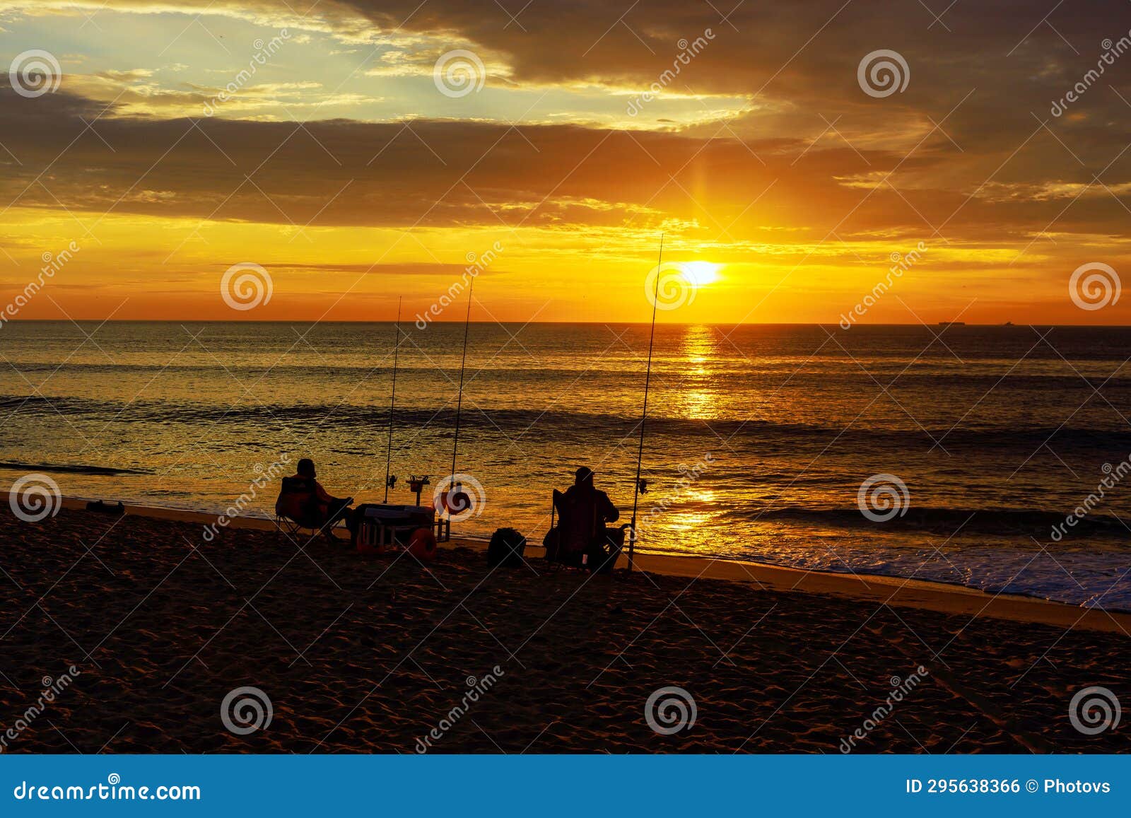 A Fisherman Catch Fish on Ocean in Morning during Sunrise Stock Photo ...