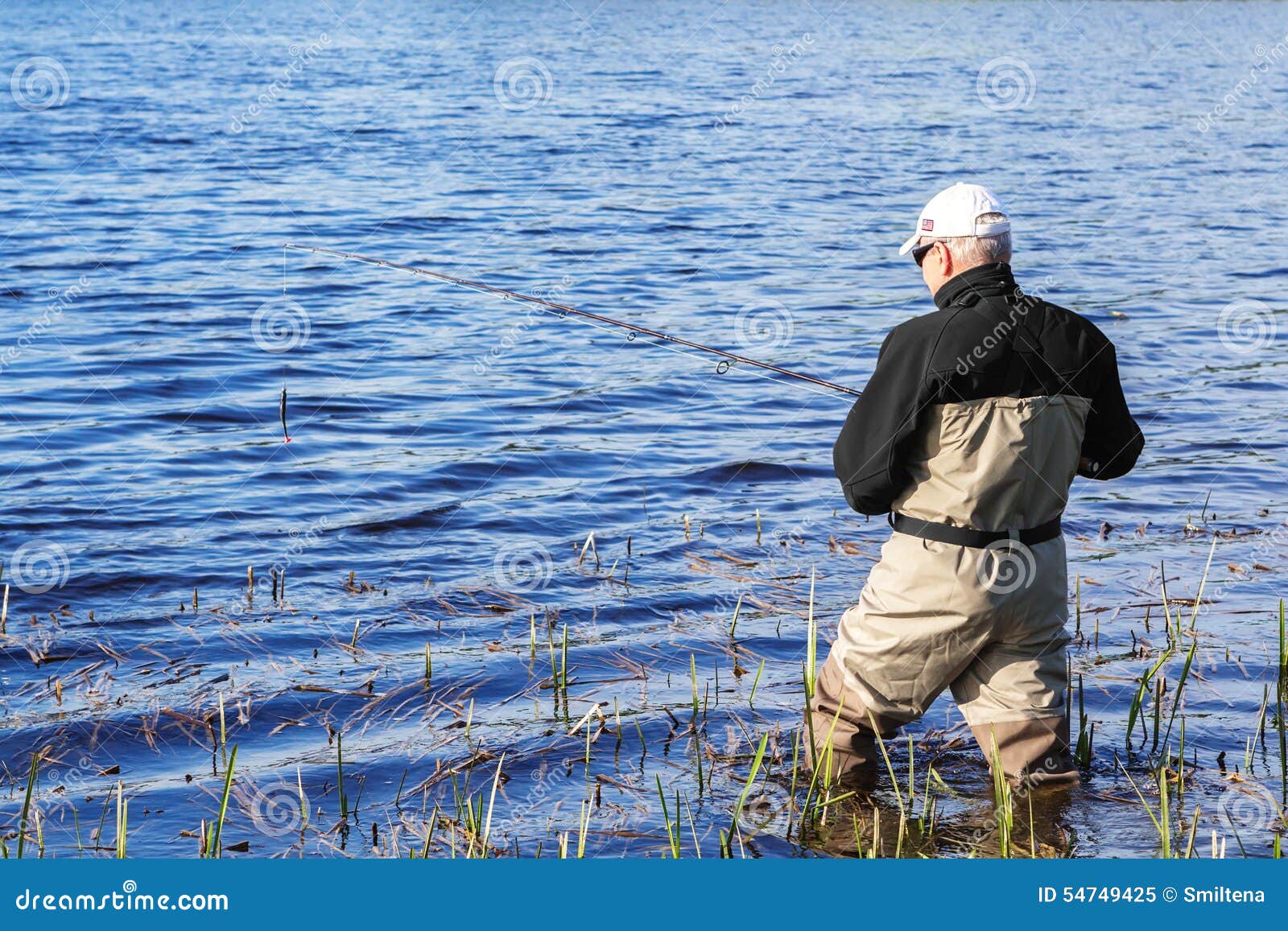 Fisherman catch a pike stock image. Image of lake, casting - 54749425