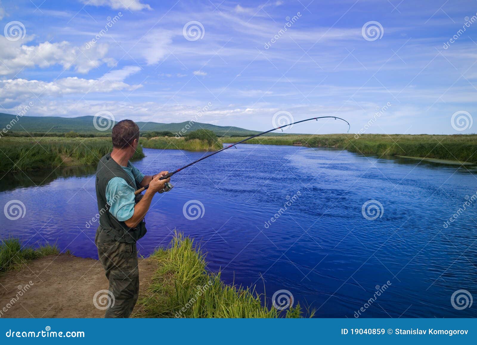 Fisherman Catches of Salmon Stock Image - Image of people, activity ...