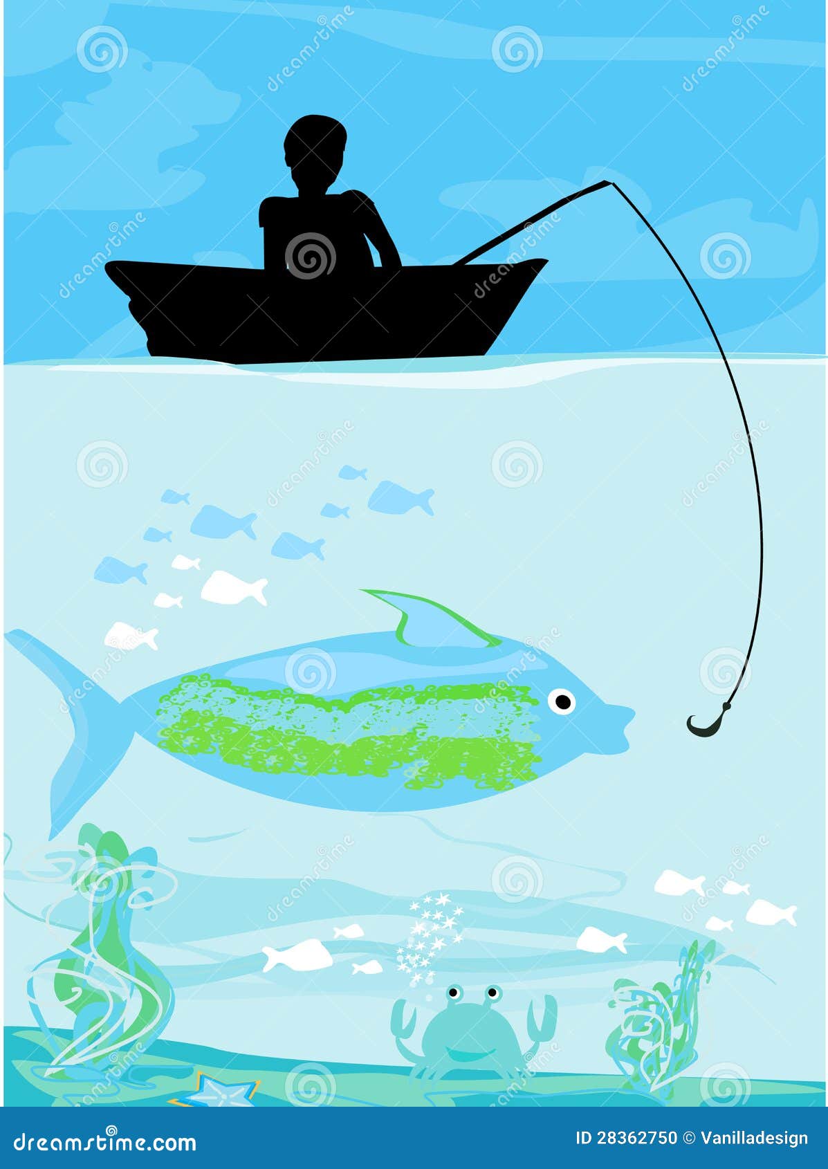 Fisherman Catching the Fish Stock Vector - Illustration of abstract ...