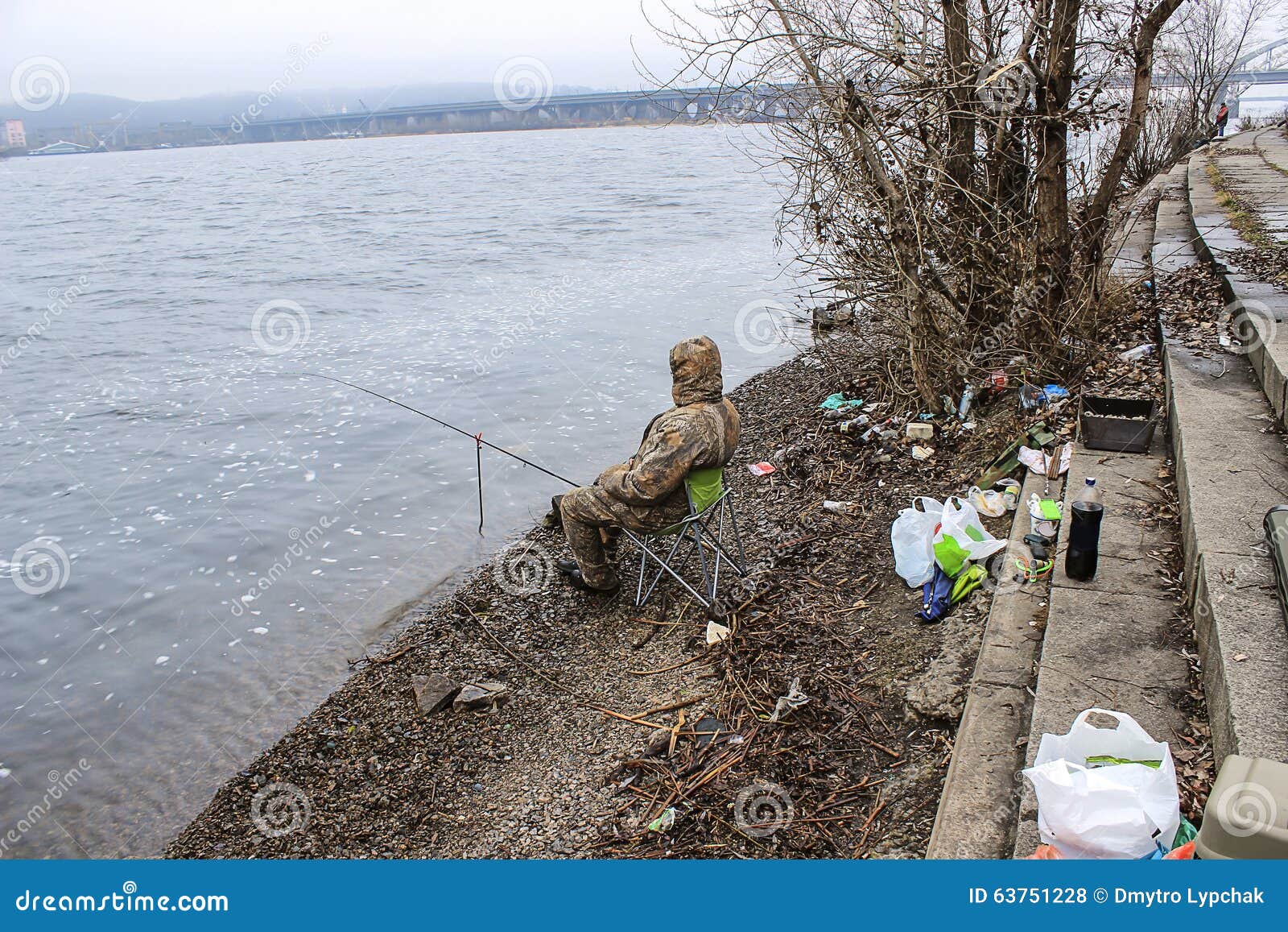 Fisherman Catching Fish on River Editorial Stock Photo - Image of fish ...