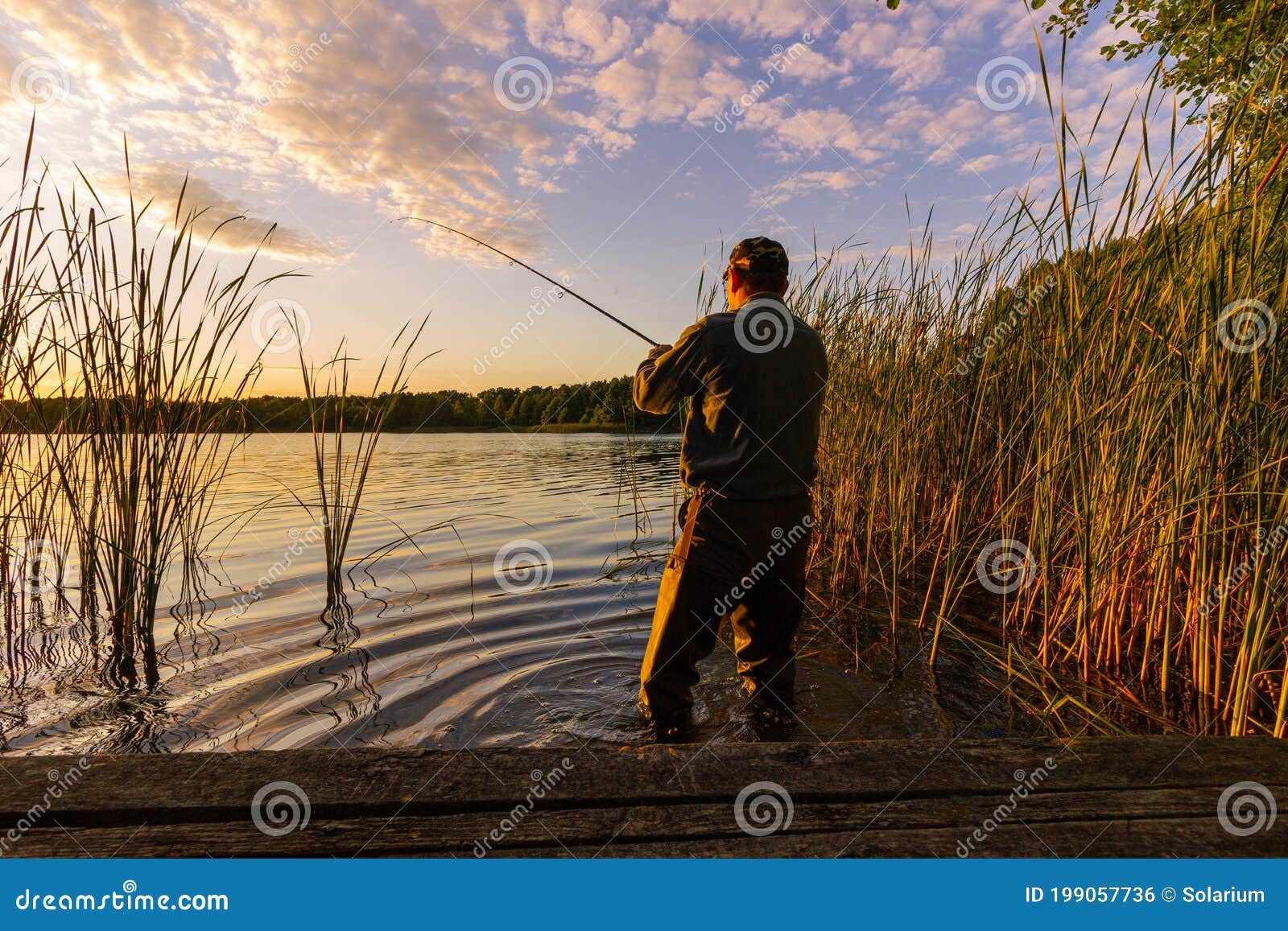 Fisherman stock photo. Image of reel, spin, alone, contour - 199057736