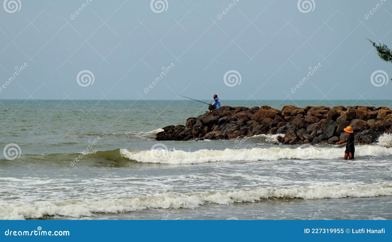 The Fisherman Caught Fish into the Net Stock Image - Image of nature ...