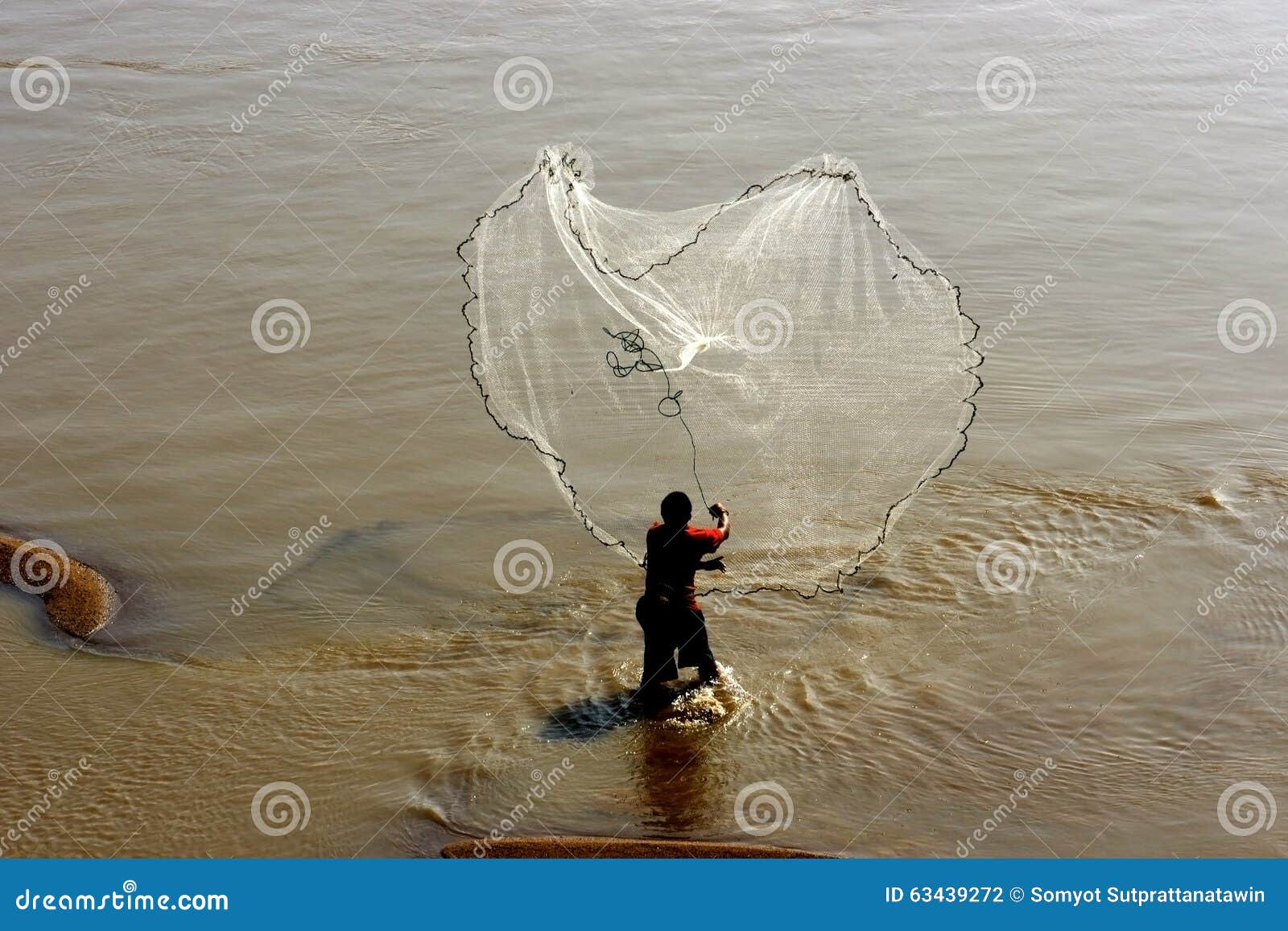 Fisherman fishing by net stock photo. Image of lifestyle - 63439272