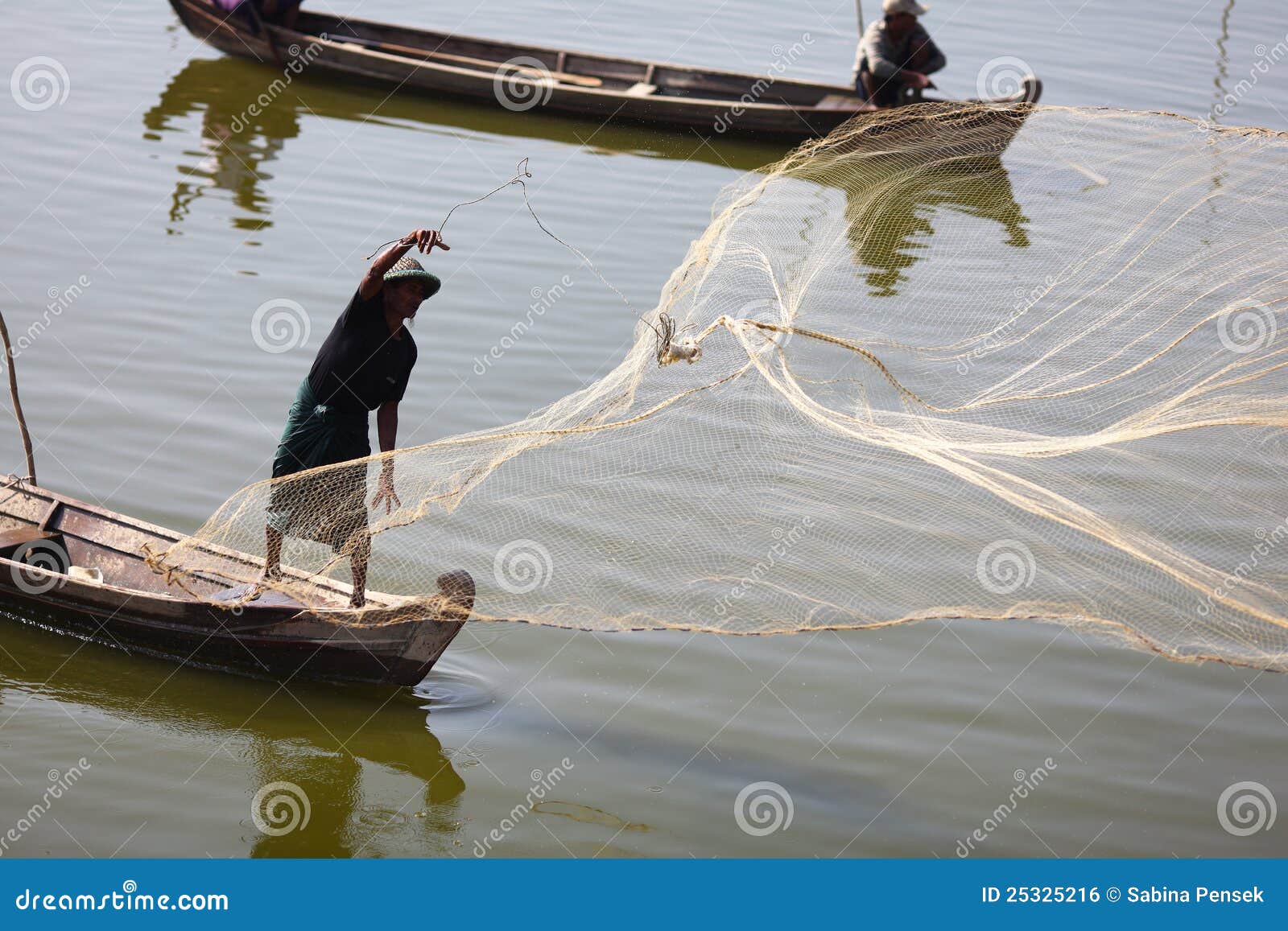 Fisherman Fishing with Nets in Myanmar Editorial Photo - Image of ...