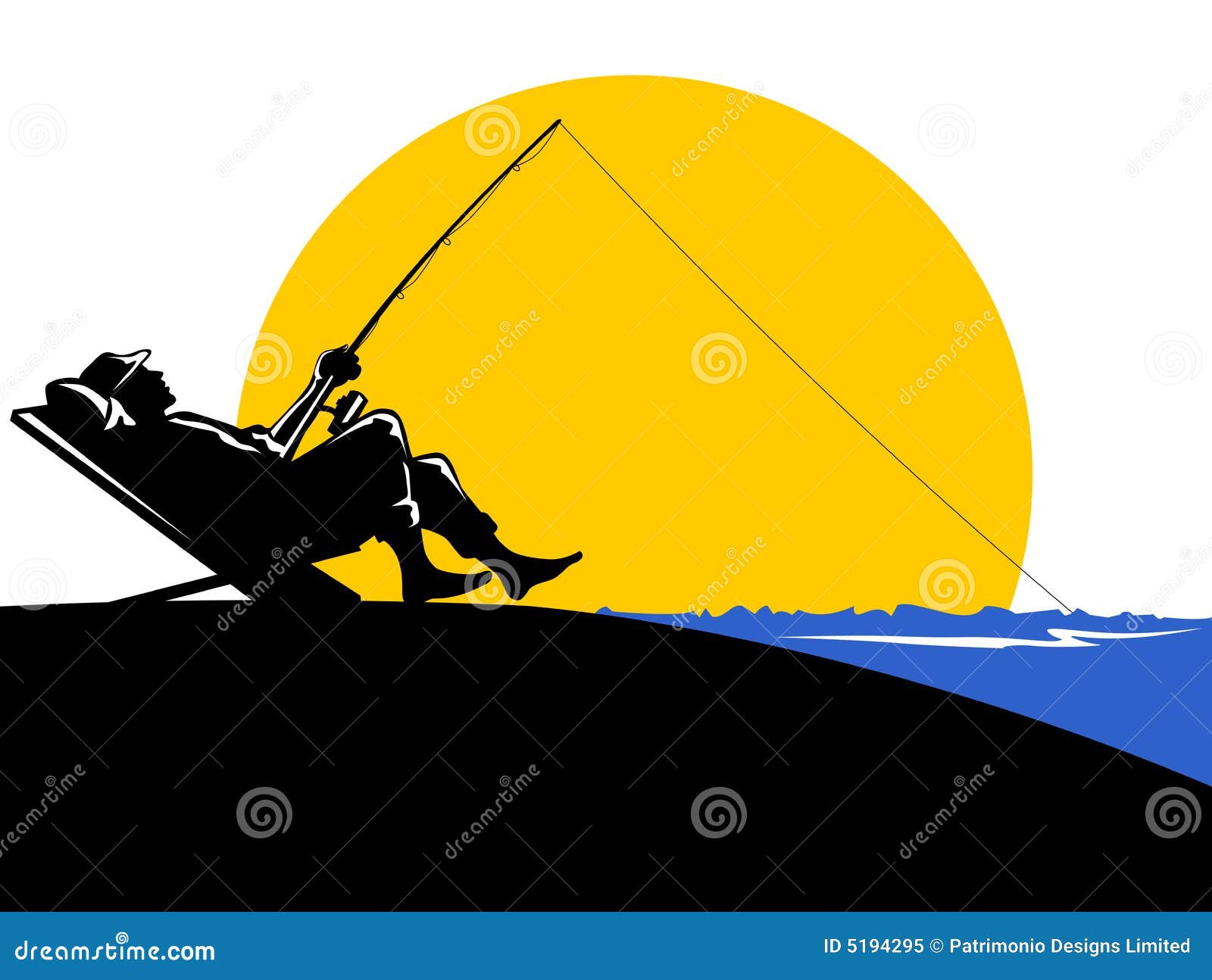 Fisherman fishing sunset stock vector. Illustration of recreational ...