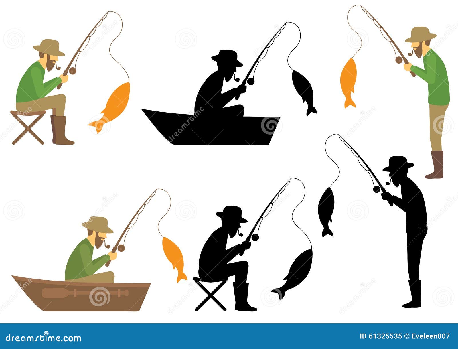 Fisherman stock vector. Illustration of river, leisure - 61325535
