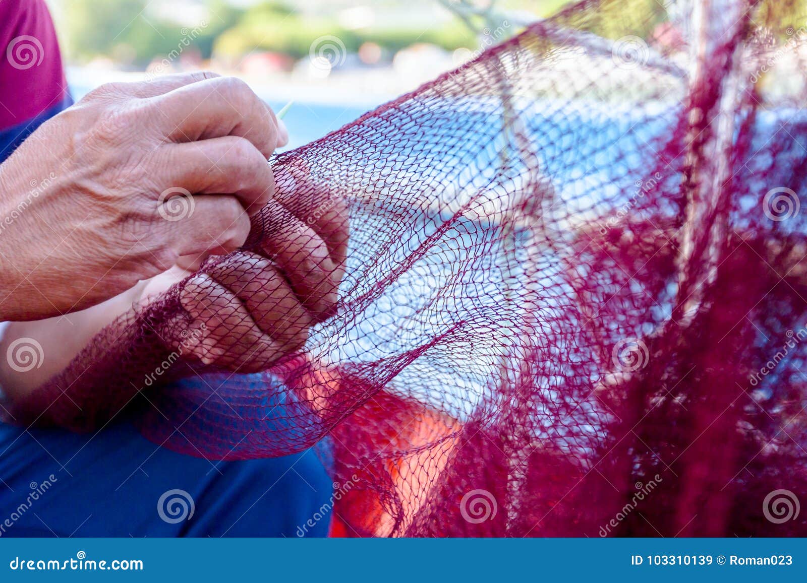 Fisherman is Fixing the Fish Net Stock Image - Image of fish, fishing ...