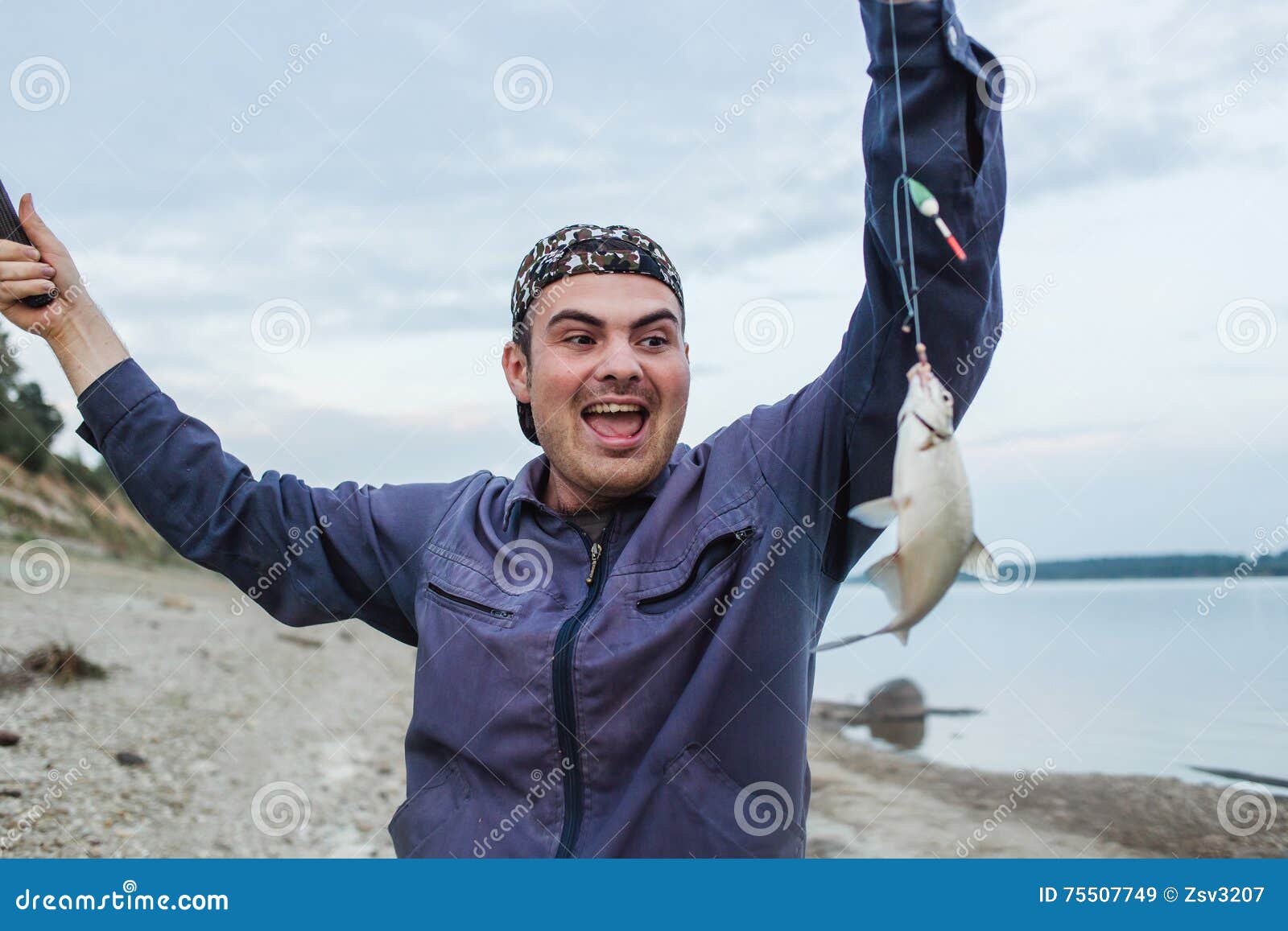 The Fisherman Has Hooked Fish. Fresh-caught Bream Stock Image - Image ...