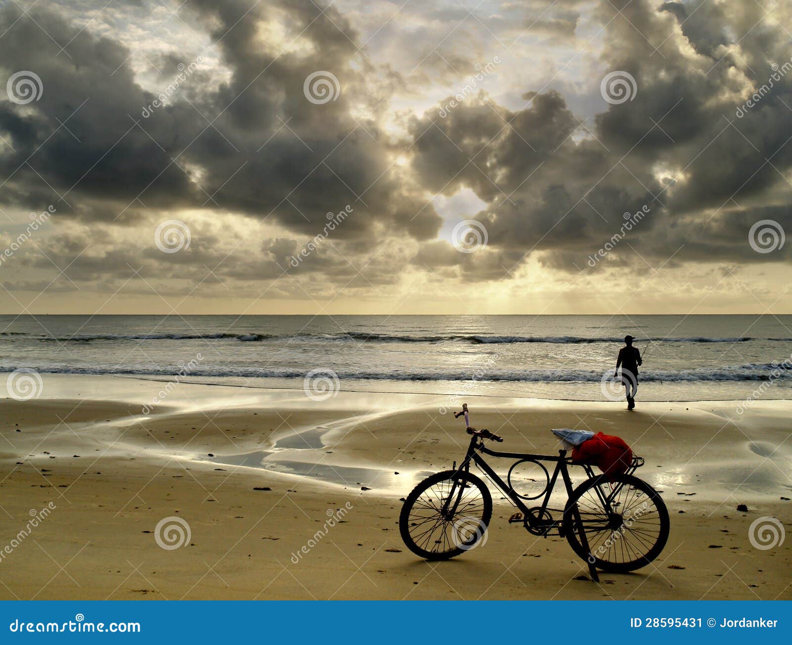 The fisherman and his bike stock image. Image of town - 28595431