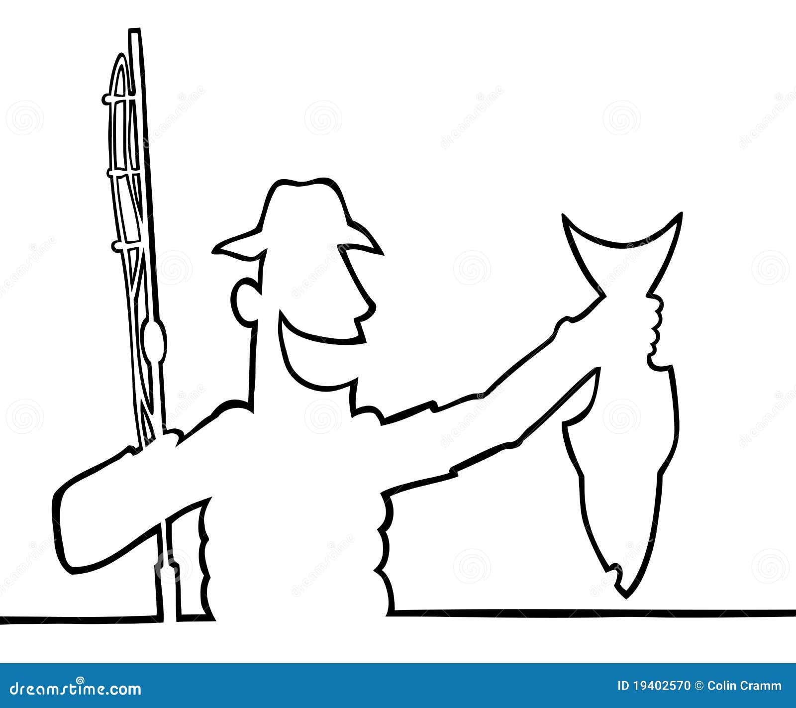 Fisherman with his catch stock vector. Illustration of catch - 19402570
