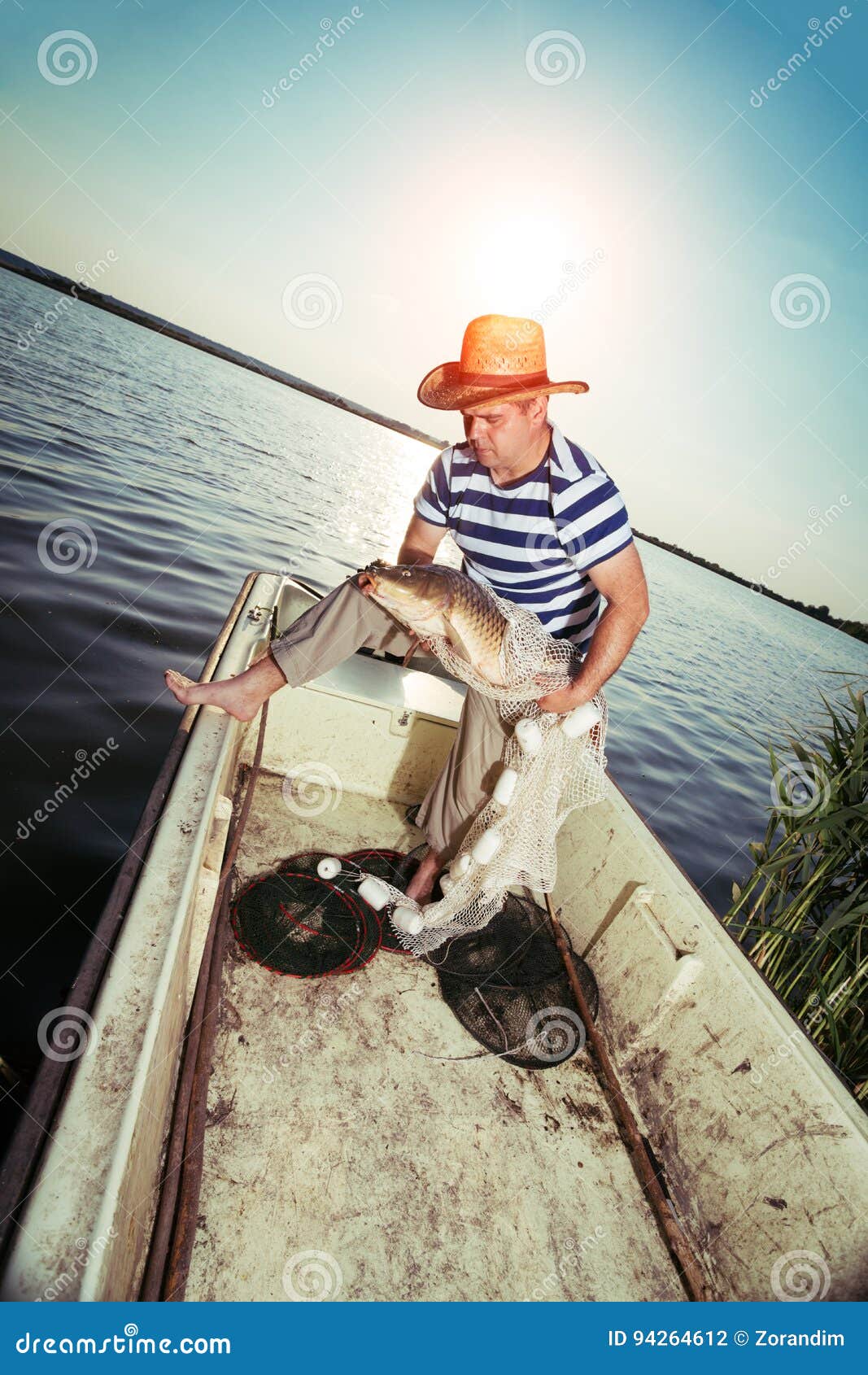 Fisherman Holding a Big Fish Stock Photo - Image of beautiful, sunny ...