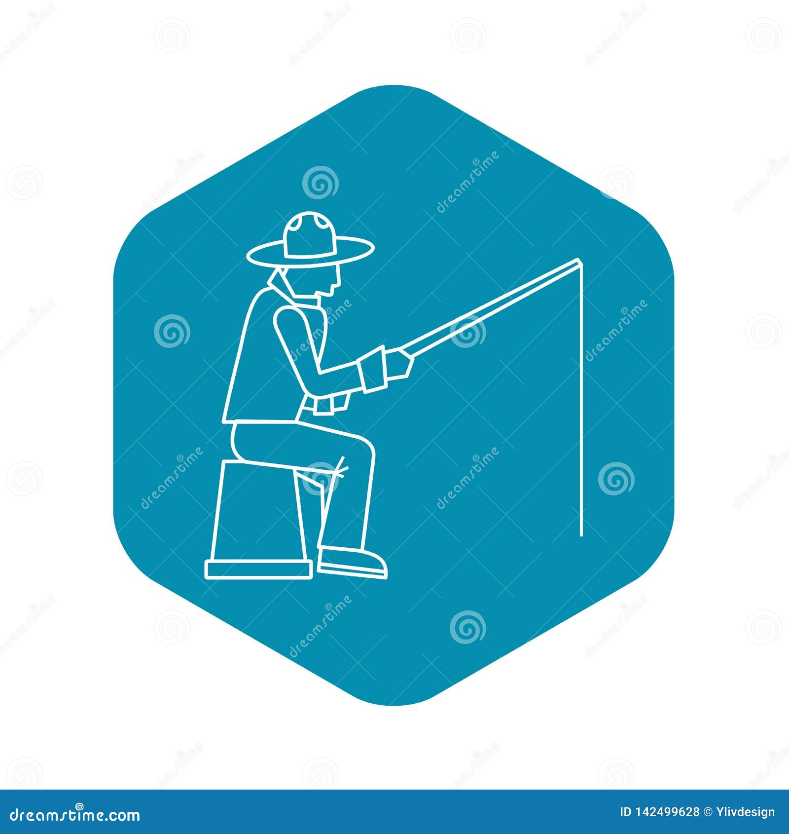 Fisherman Icon, Outline Style Stock Vector - Illustration of activity ...