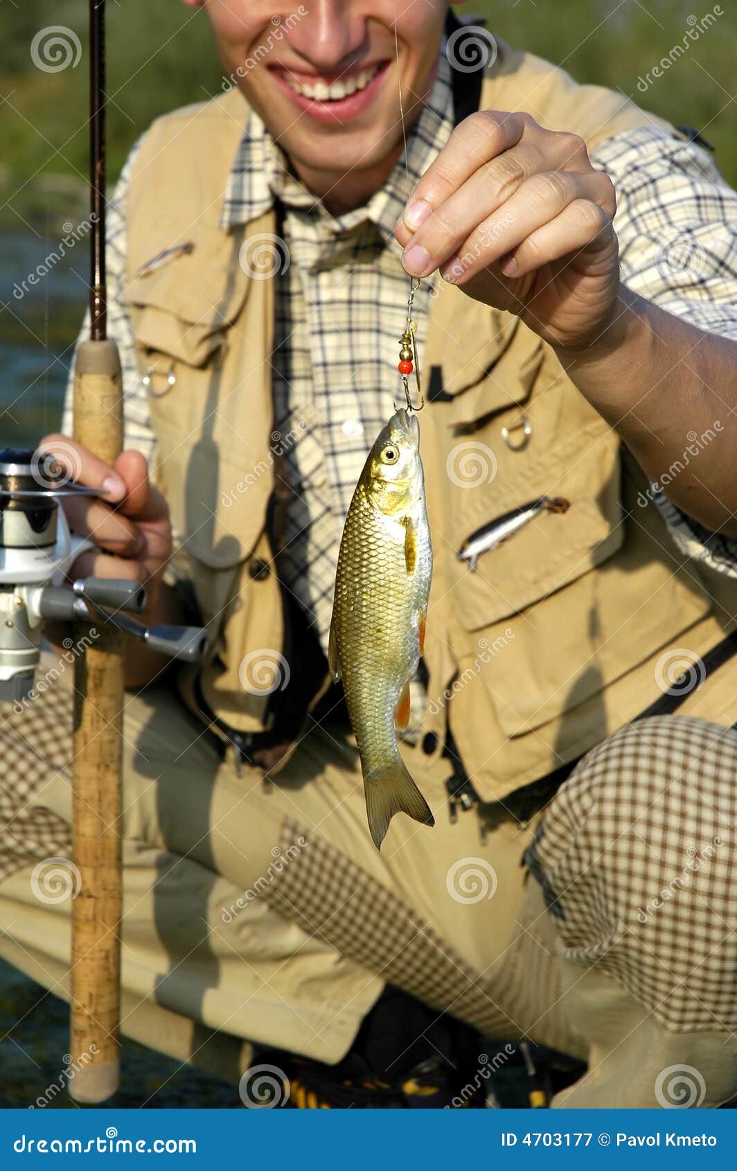 Fisherman Just Caught a Fish Stock Image - Image of hobby, luck: 4703177