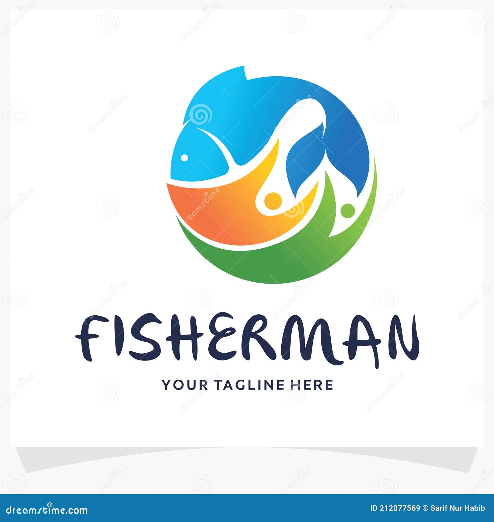 Fisherman Logo Design Template Inspiration Stock Vector - Illustration ...