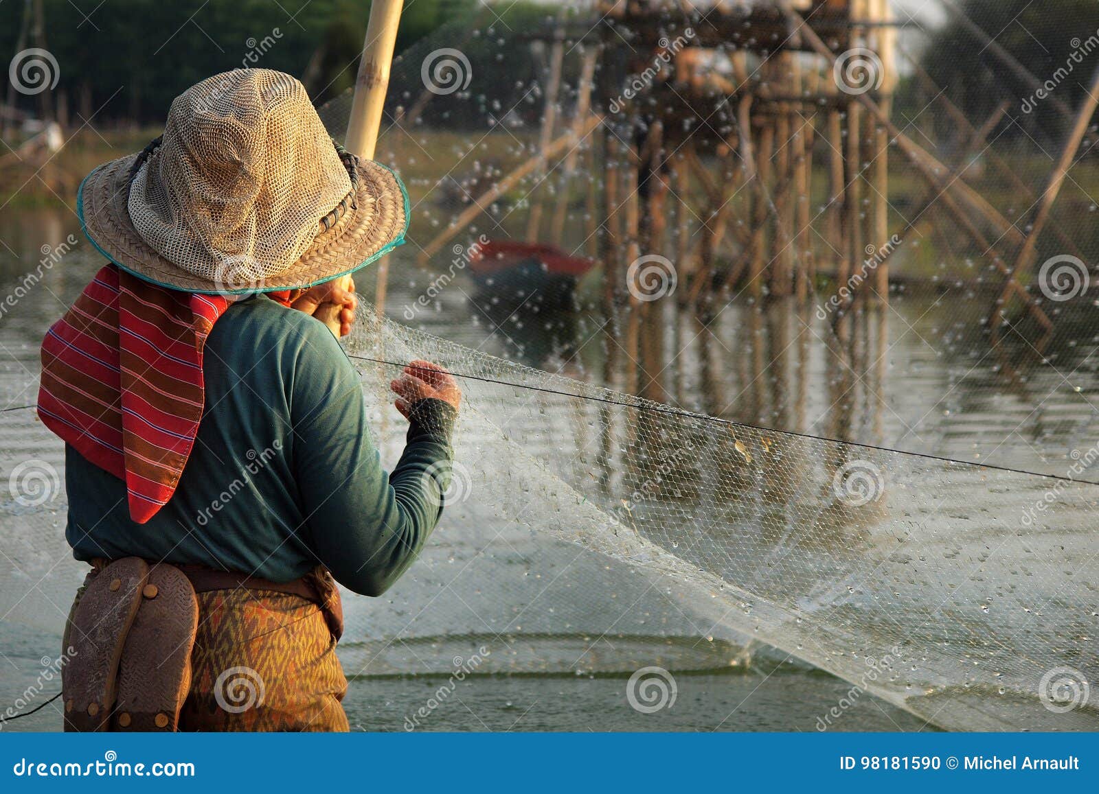 Fisherman with net stock photo. Image of black, fishermen - 98181590