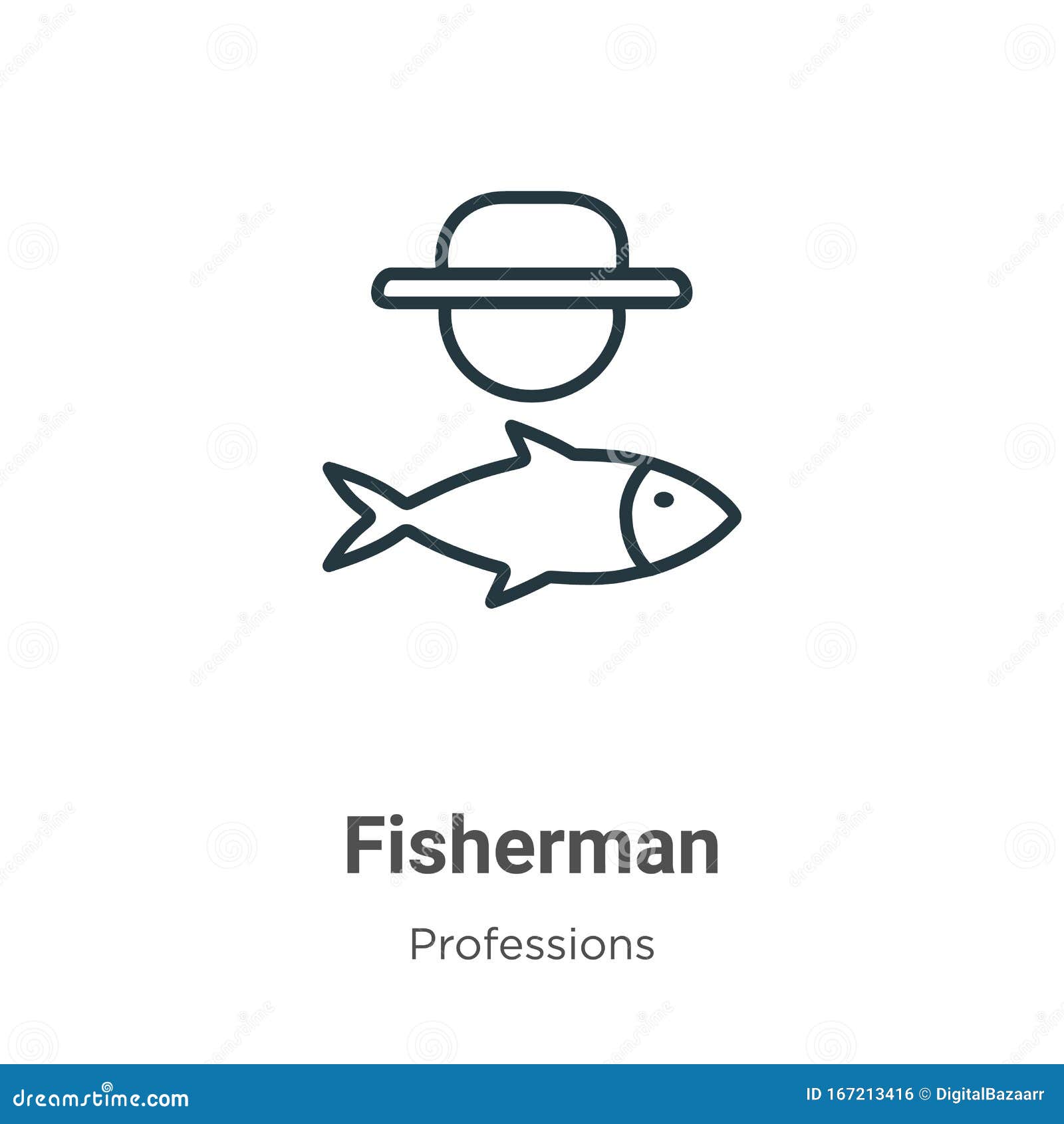 Fisherman Outline Vector Icon. Thin Line Black Fisherman Icon, Flat ...