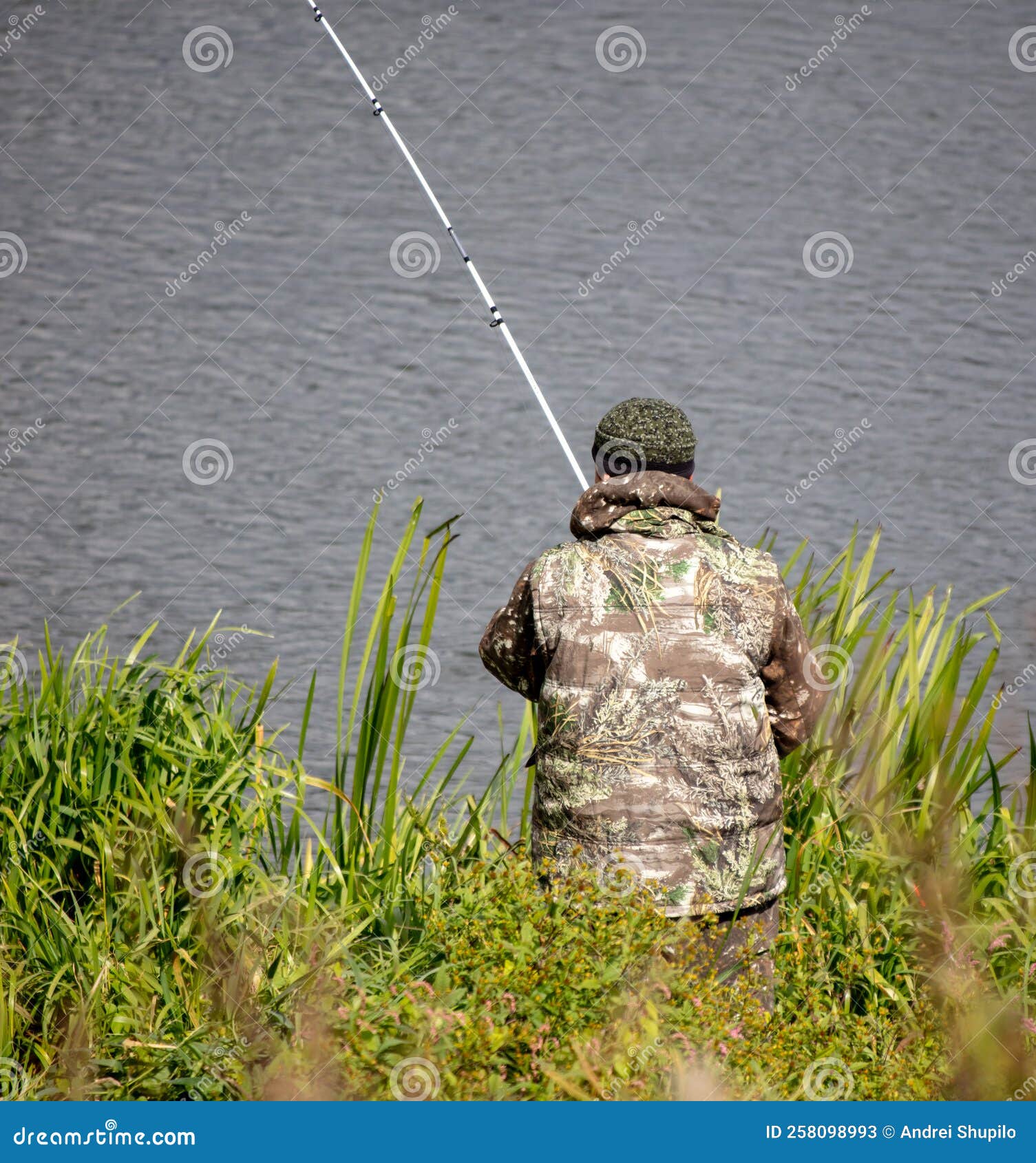 A Fisherman on the River Catches Fish Stock Image - Image of wild ...