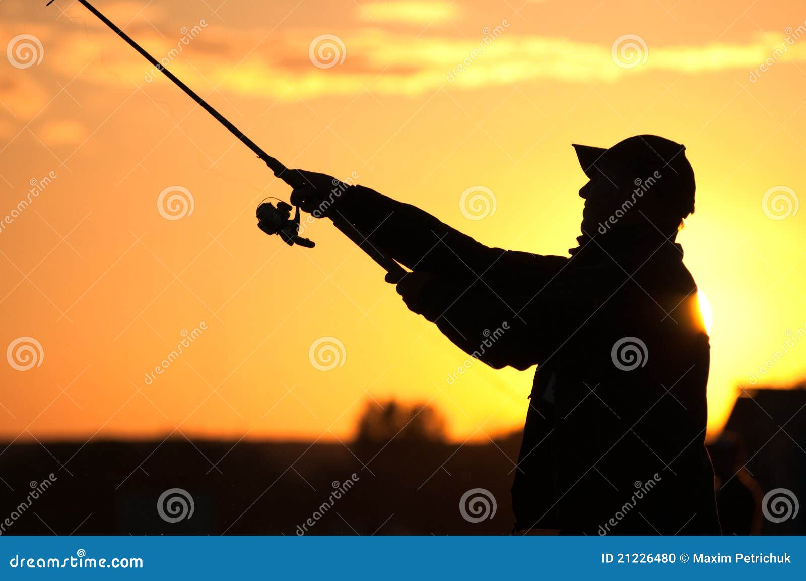 Fisherman silhouette stock photo. Image of horizon, late - 21226480