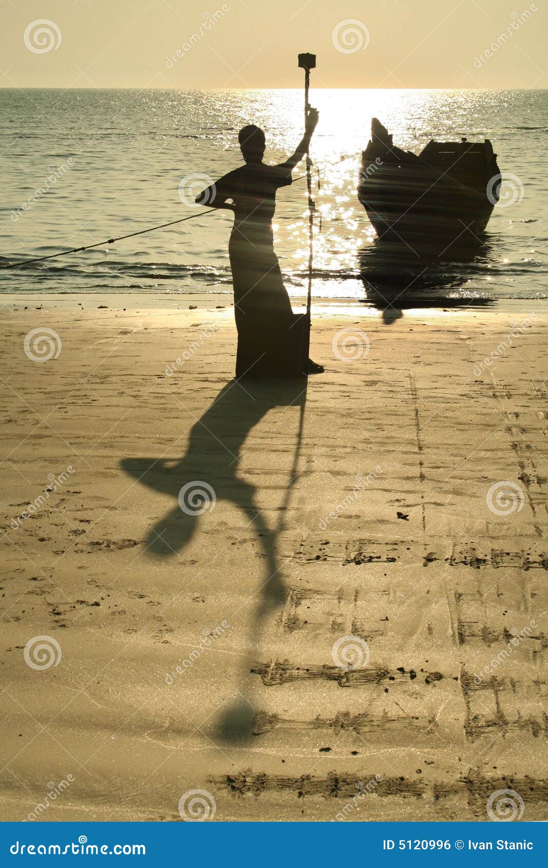Fisherman Silhouette stock photo. Image of shadow, peaceful - 5120996