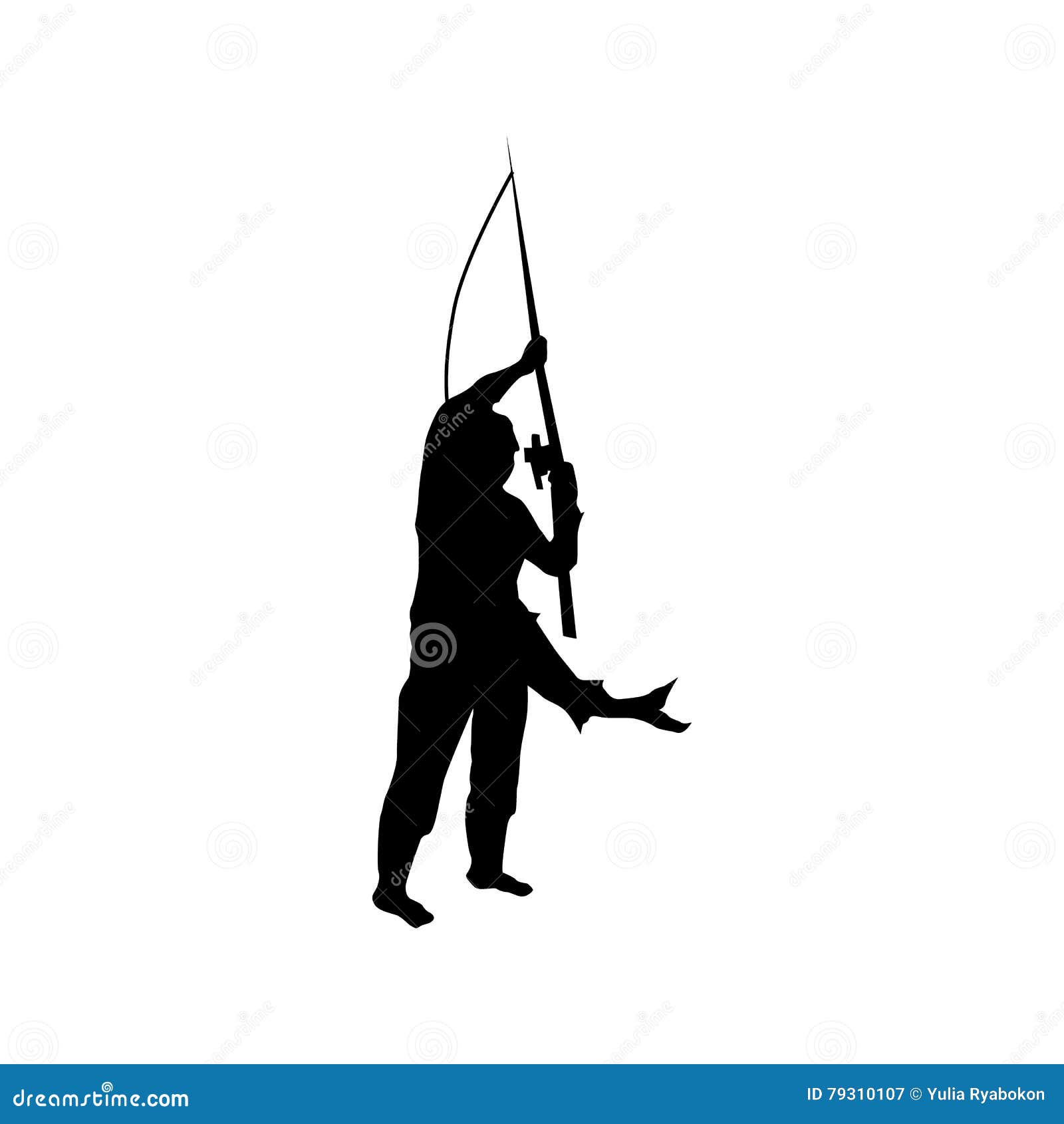 Fisherman silhouette black stock vector. Illustration of contour - 79310107