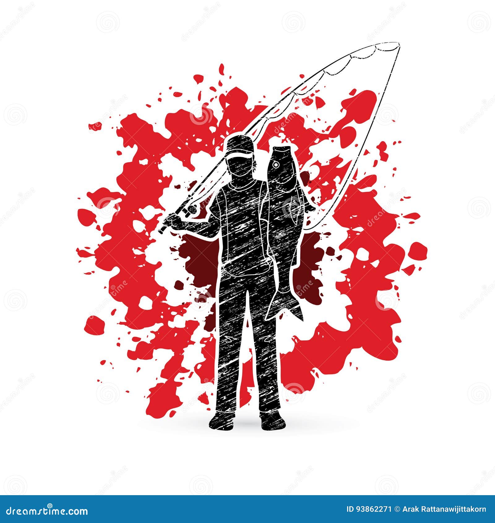 Fisherman Standing and Show Big Fish Stock Vector - Illustration of ...