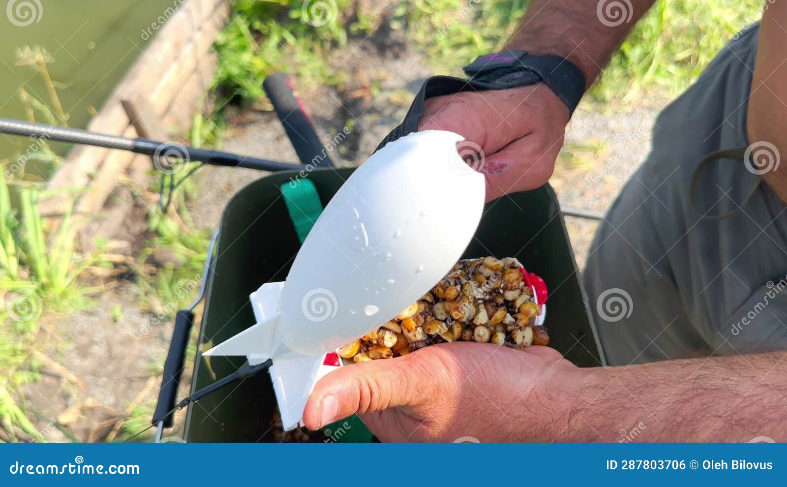 Spomb bait for fish stock footage. Video of feeder, relaxation - 287803706