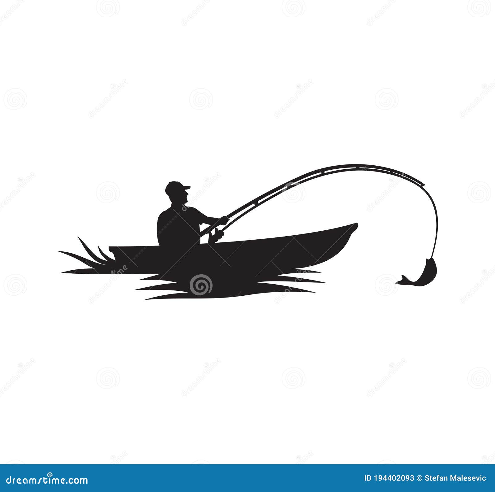 Fisherman stock vector. Illustration of fisherman, black - 194402093