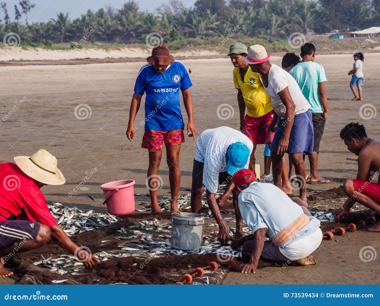 Fishermen on the beach Goa editorial stock image. Image of beach - 73539434