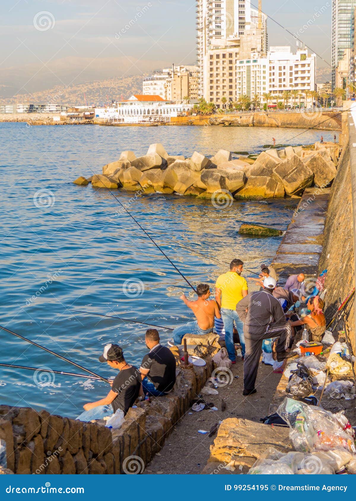 Fishermen in Beirut editorial image. Image of lebanon - 99254195